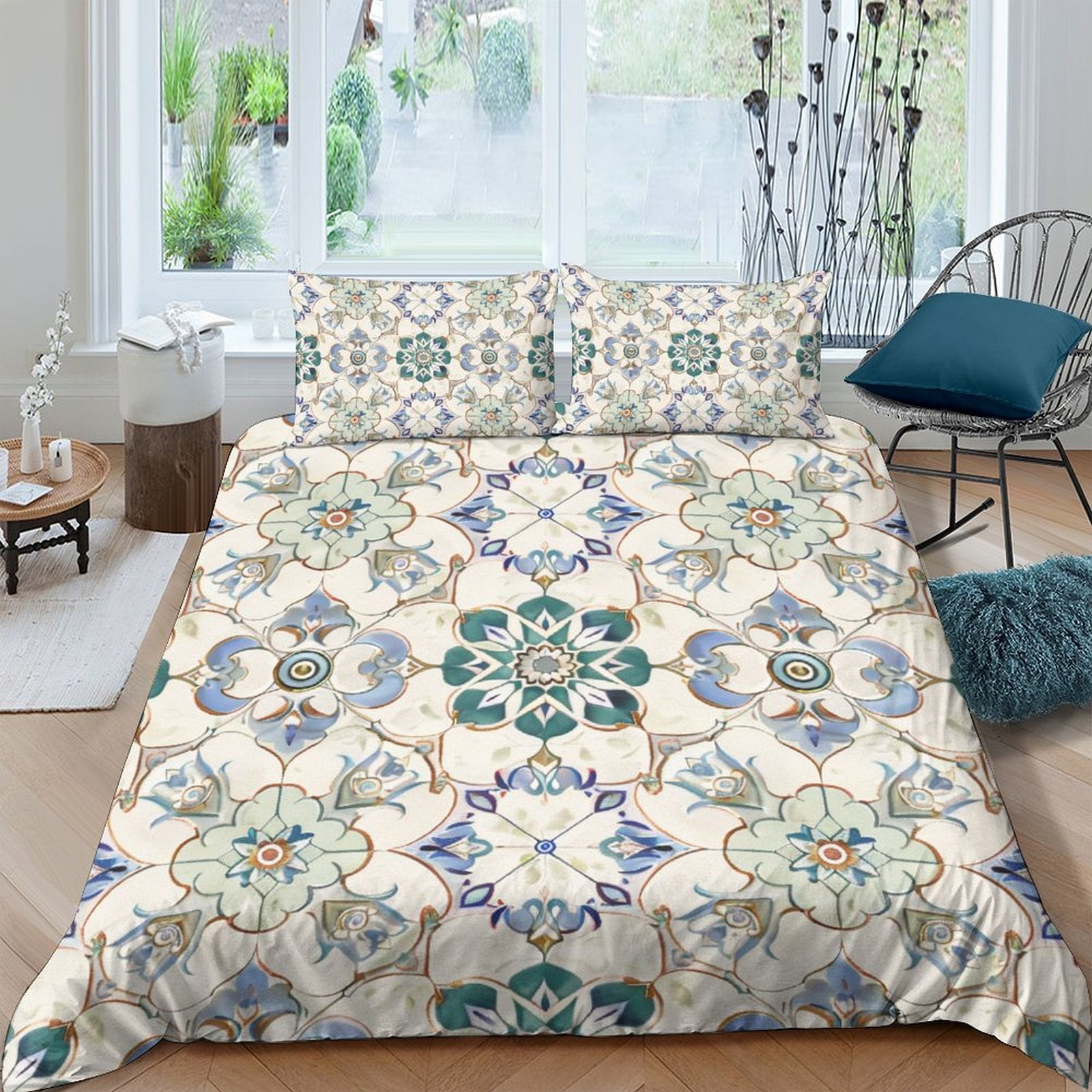 Luxury Bedding Set Classic Abstract Flower Printed Quilt Cover Duvet ...