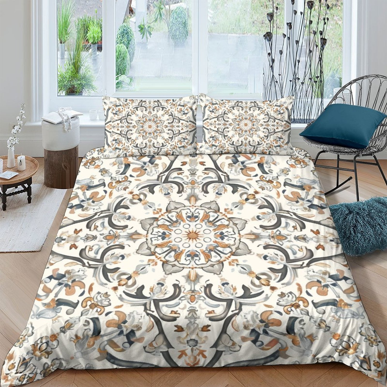 Luxury Bedding Set Classic Abstract Flower Printed Quilt Cover Duvet ...