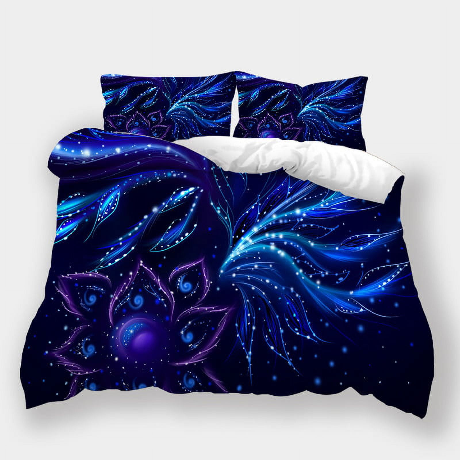 Luxury Bedding Suit 3d Printing Bed Clothes Blue Bright Flower Bed Set