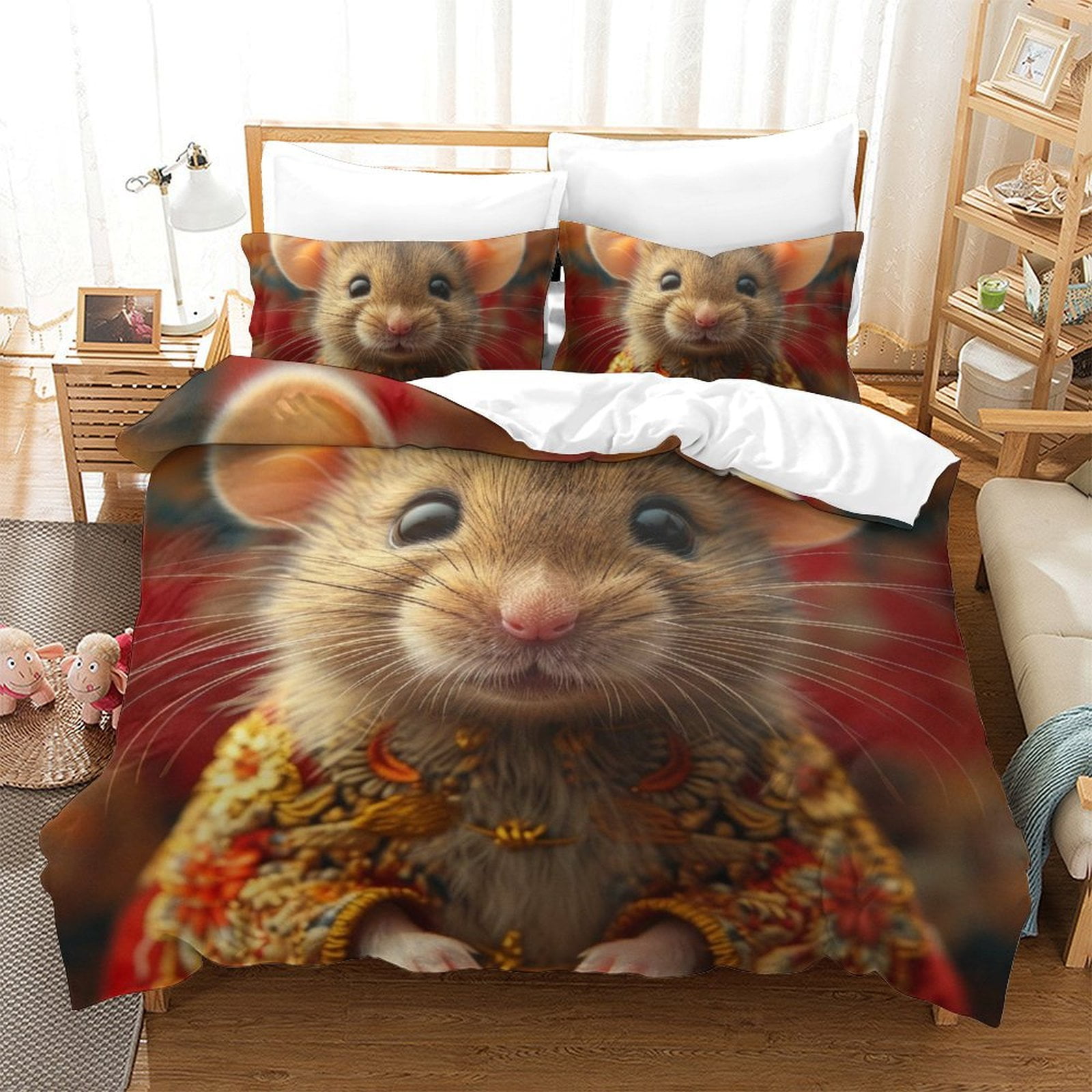 Luxury Bedroom Decor 3D Rat Mouse Printed Duvet Cover Set Kids Adult ...