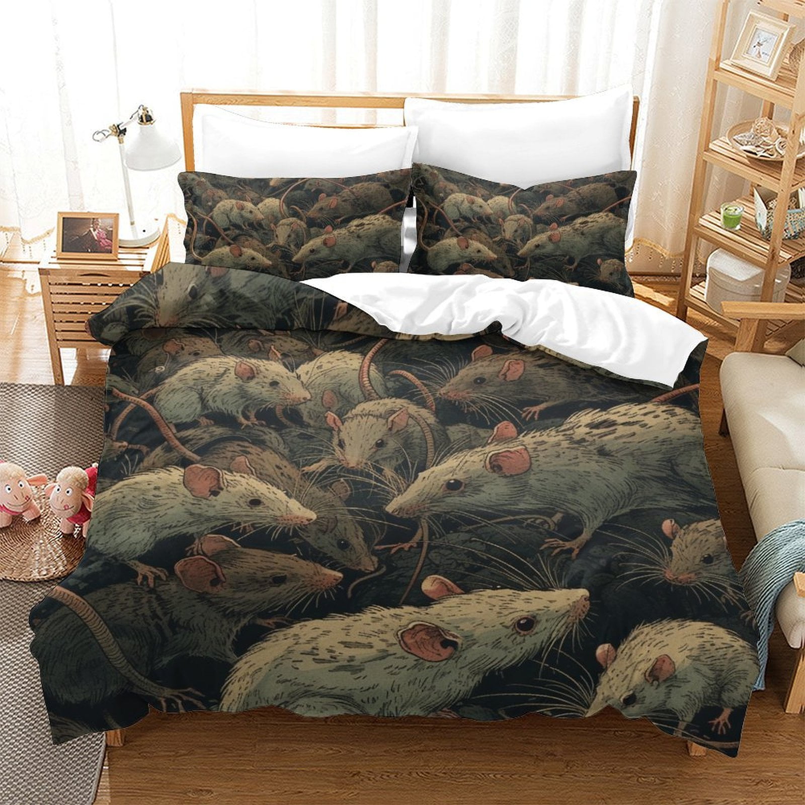 Luxury Bedroom Decor 3D Rat Mouse Printed Duvet Cover Set Kids Adult ...
