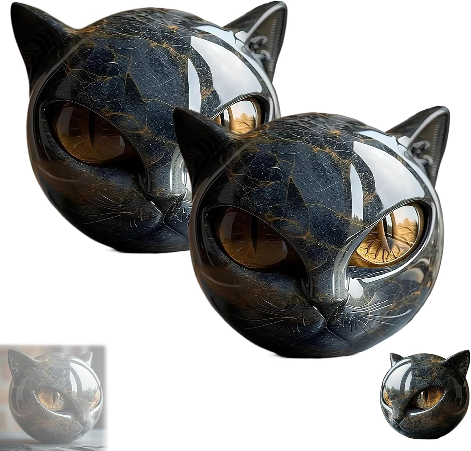 Luxury Black Cat Stone Sculpture – Elegant Home Décor & Gift-Ready Art ...