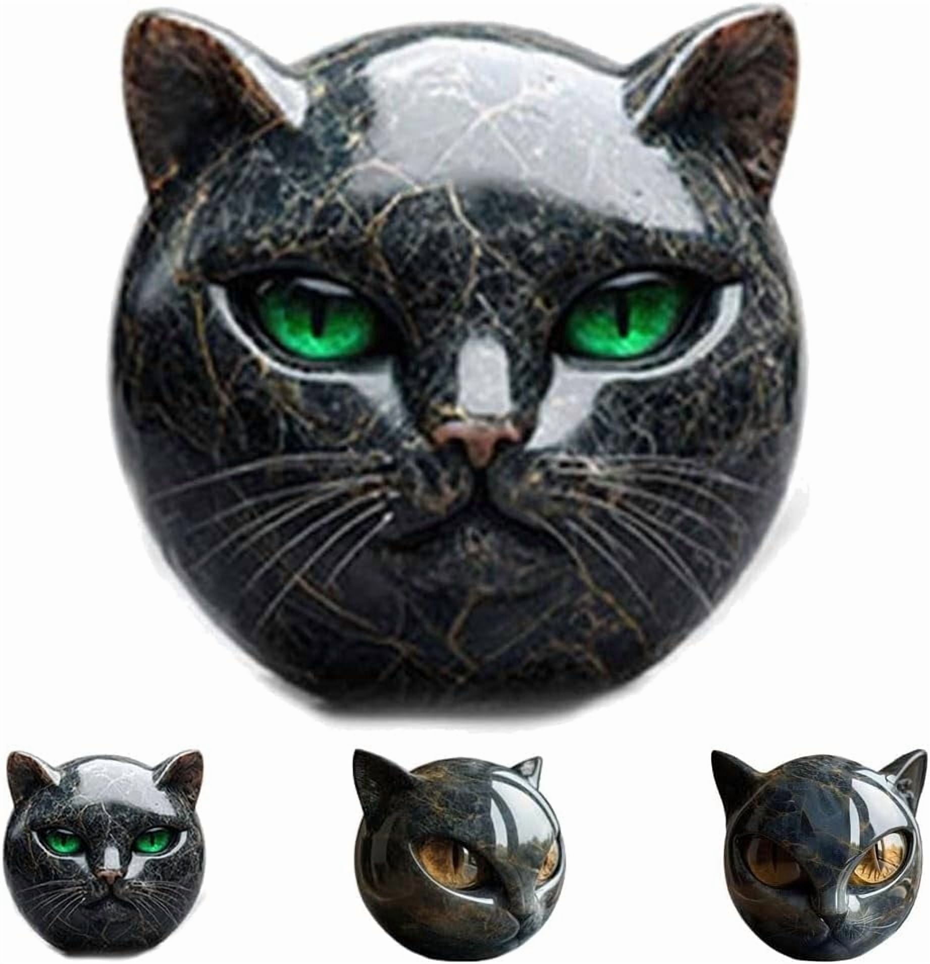Luxury Black Cat Stone Sculpture – Elegant Home Décor & Gift-Ready Art ...