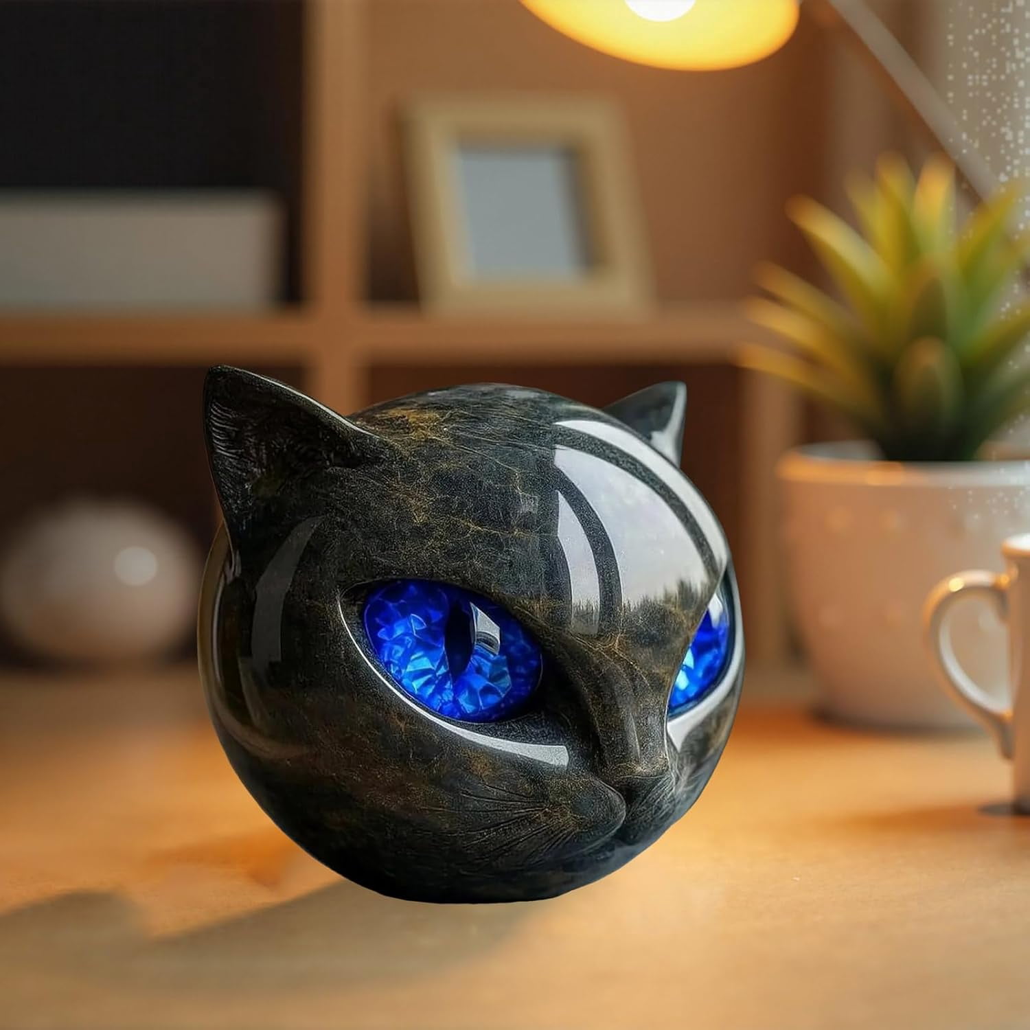 Luxury Black Cat Stone Sculpture – Elegant Home Décor & Gift-Ready Art ...