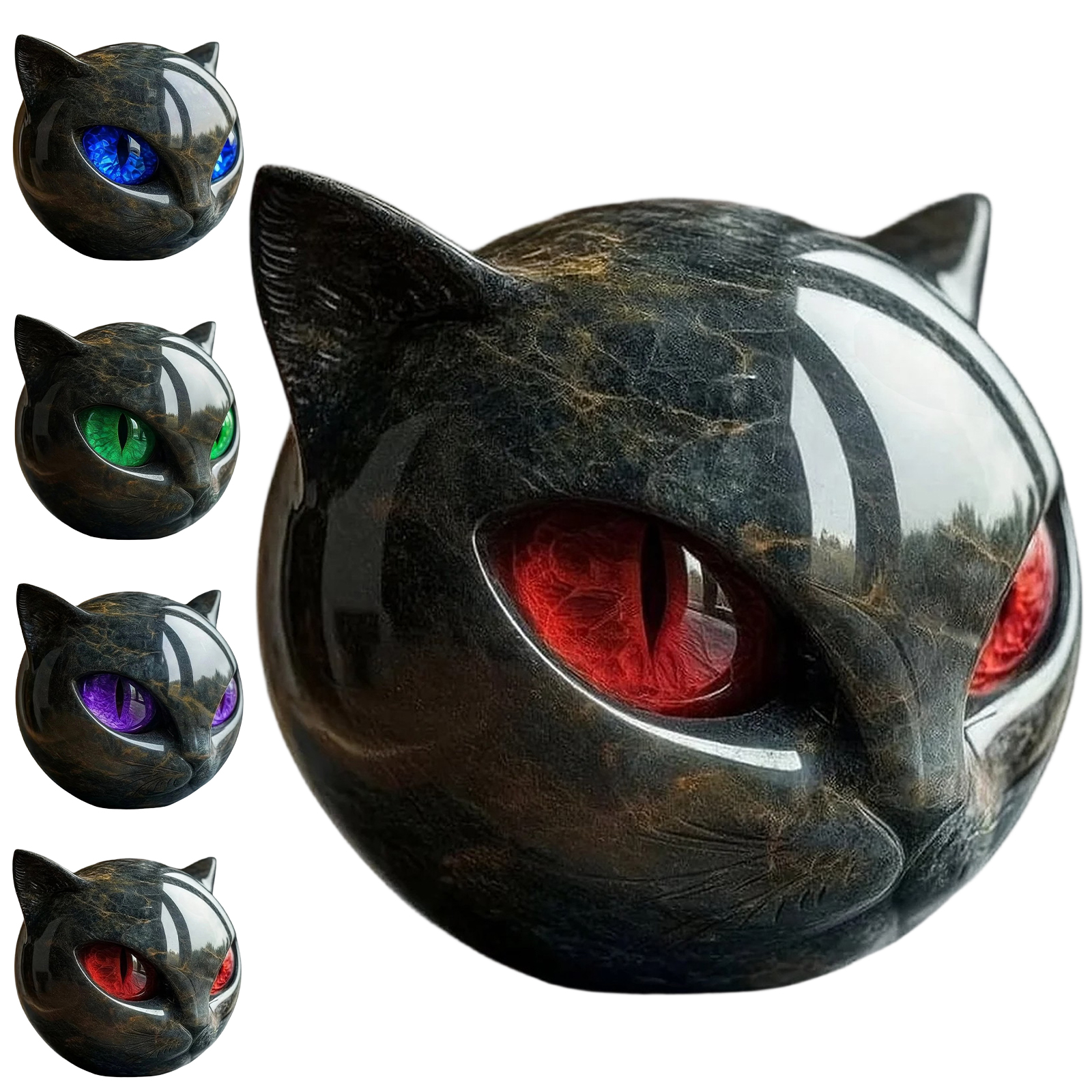 Luxury Black Cat Stone Sculpture–Elegant Home Décor & Gift-Ready Art ...