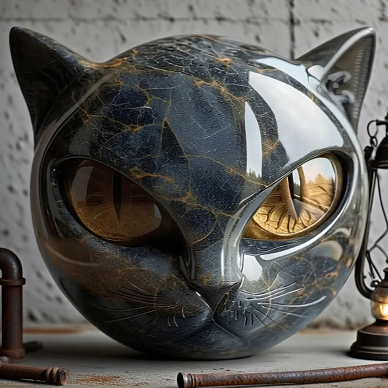 Luxury Black Cat Stone Sculpture – Elegant Home Décor & Gift-Ready Art ...