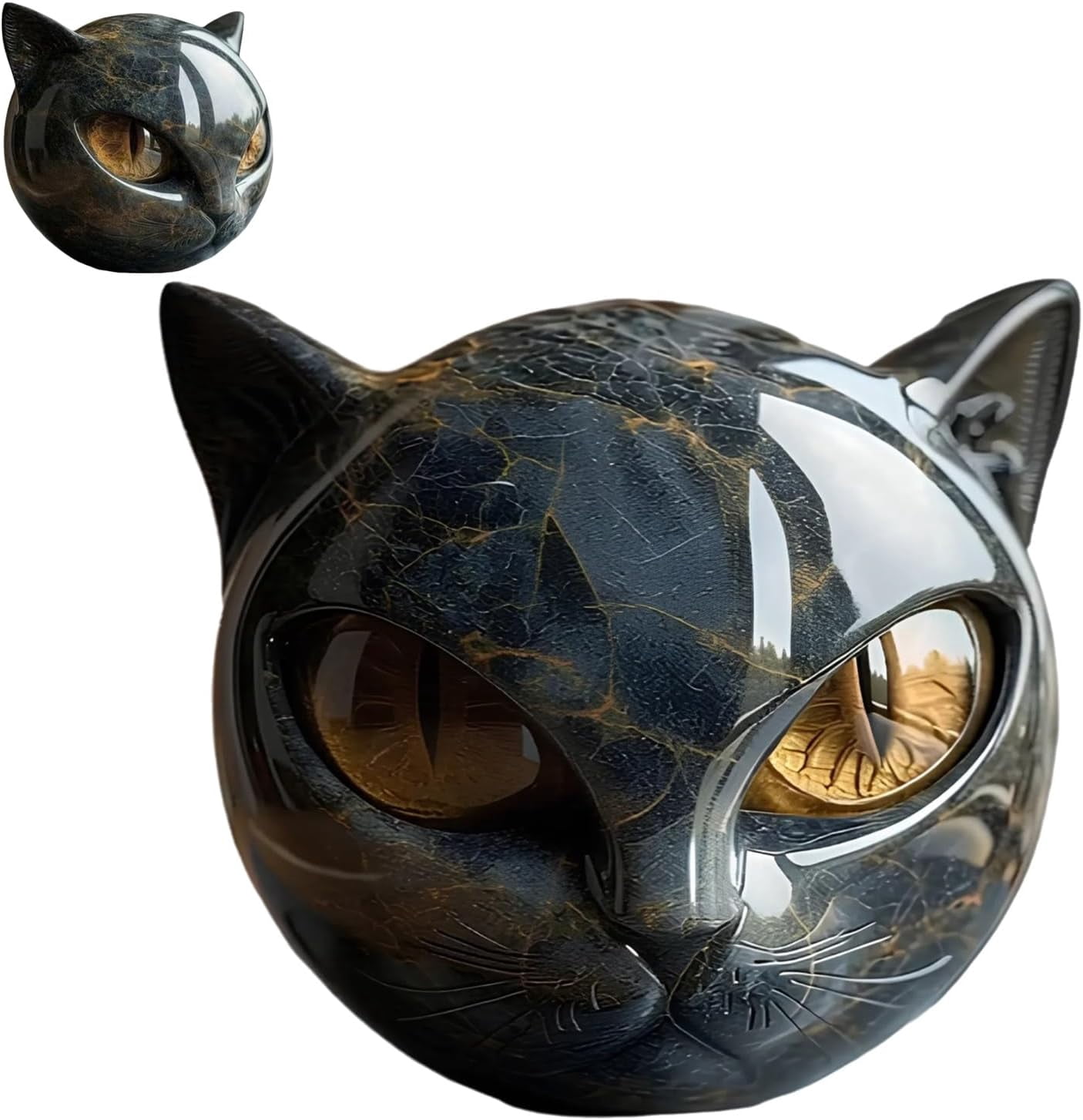 Luxury Black Cat Stone Sculpture – Elegant Home Décor & Gift-Ready Art ...