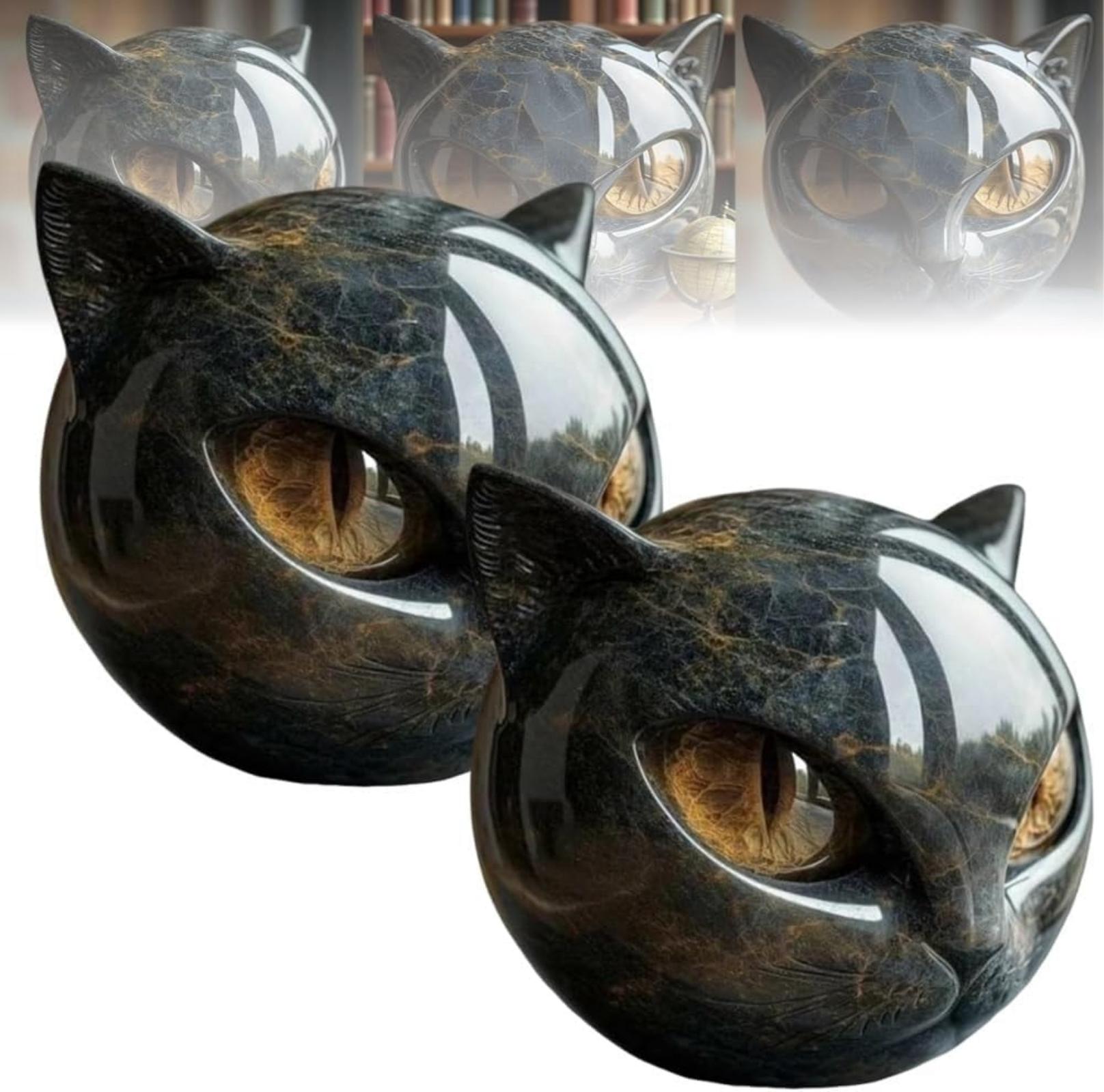Luxury Black Cat Stone Sculpture – Elegant Home Decor & Gift-Ready Art ...