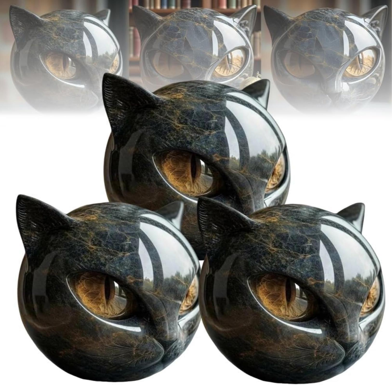 Luxury Black Cat Stone Sculpture – Elegant Home Decor & Gift-Ready Art ...