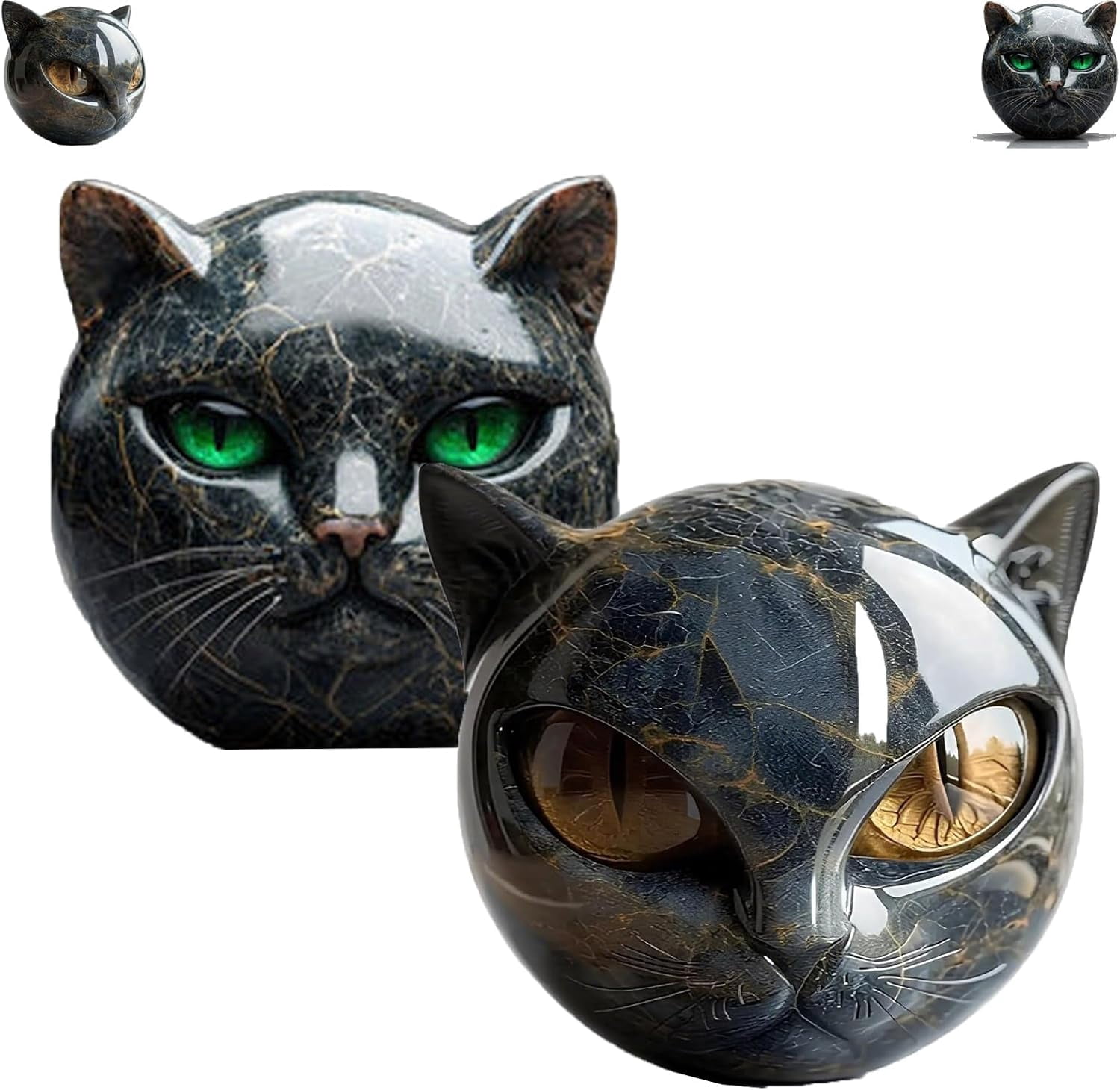 Luxury Black Cat Stone Sculpture Halloween Decorations– Elegant Home ...