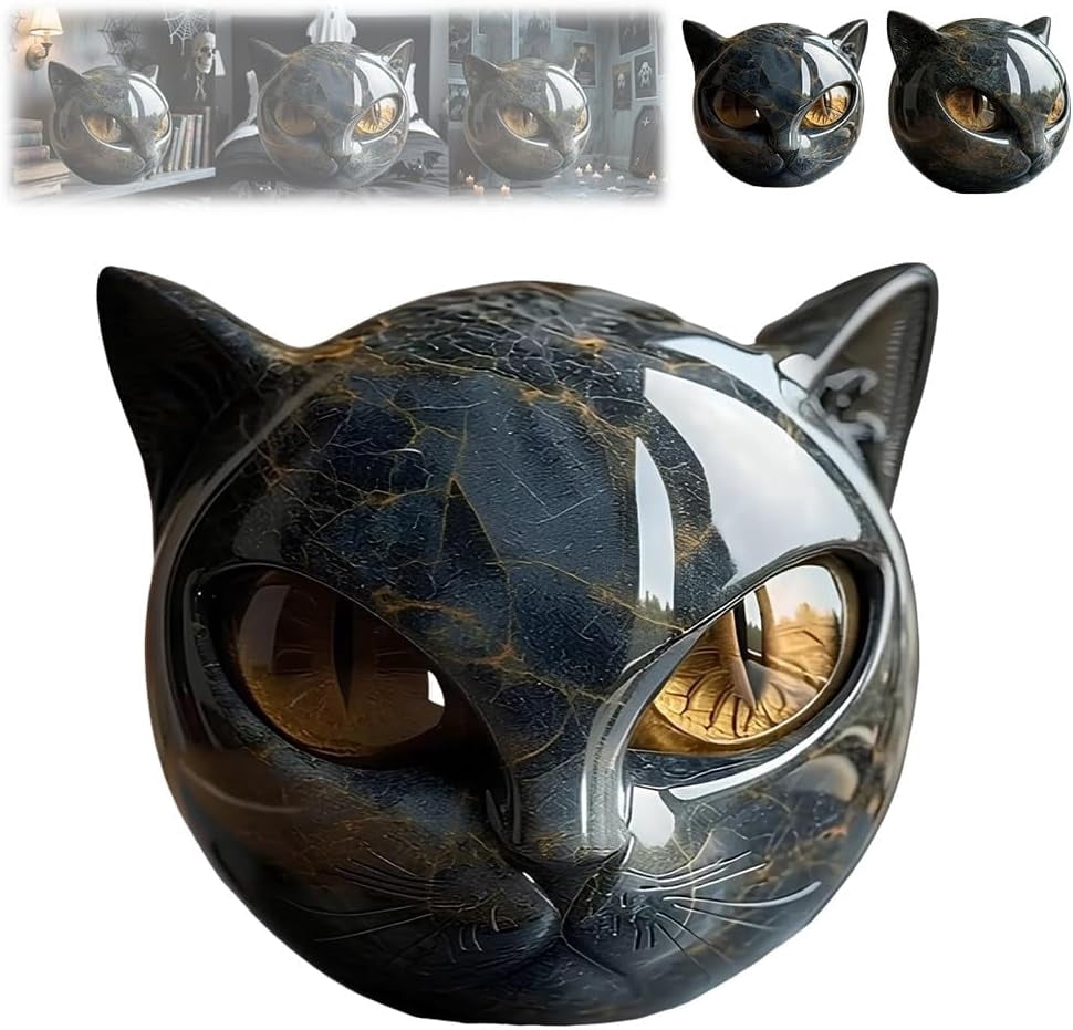 Luxury Black Cat Stone Sculpture Home Décor & Gift-Ready Art Piece ...