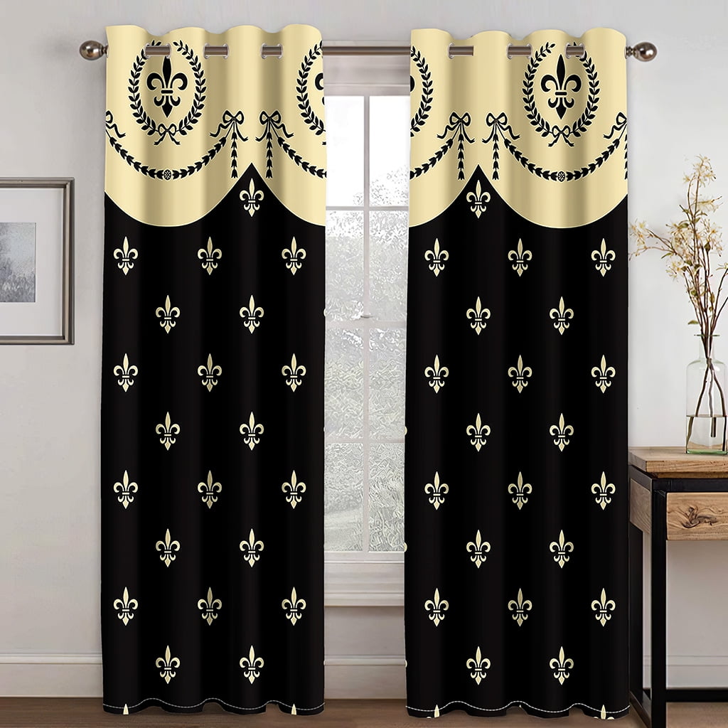 Luxury Black Gold Baroque Geometric Abstrat Window Curtains Blinds for ...