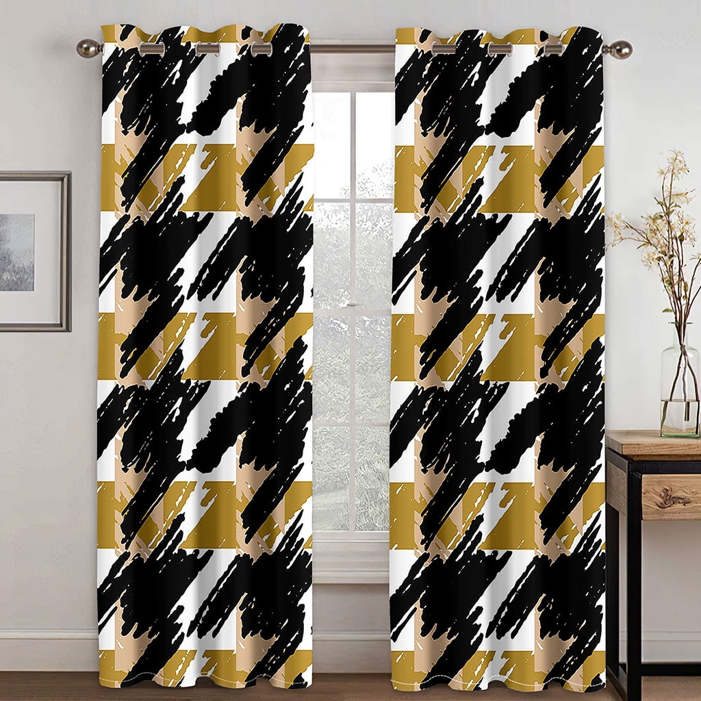 Luxury Black Gold Baroque Geometric Abstrat Window Curtains Blinds for ...