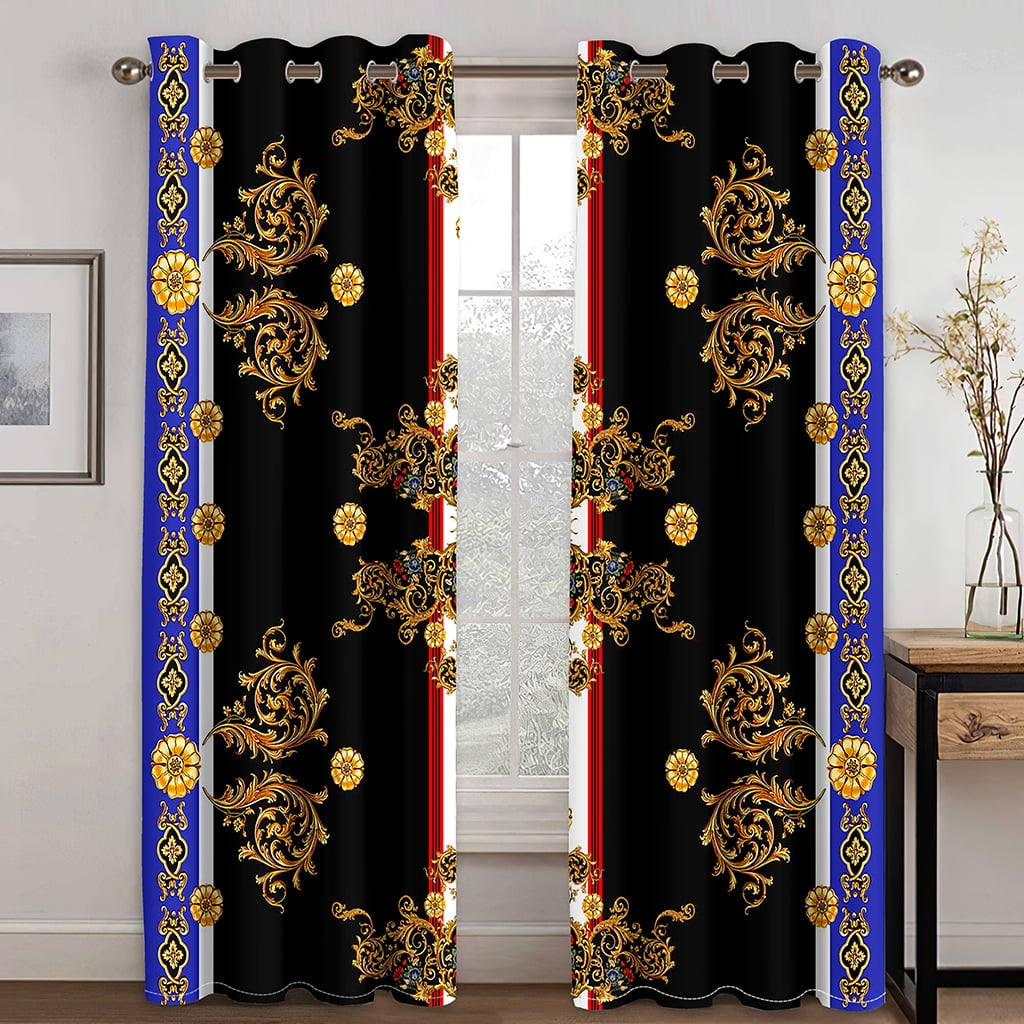 Luxury Black Gold Esthetic Geometric Abstrat Window Curtains Blinds for ...