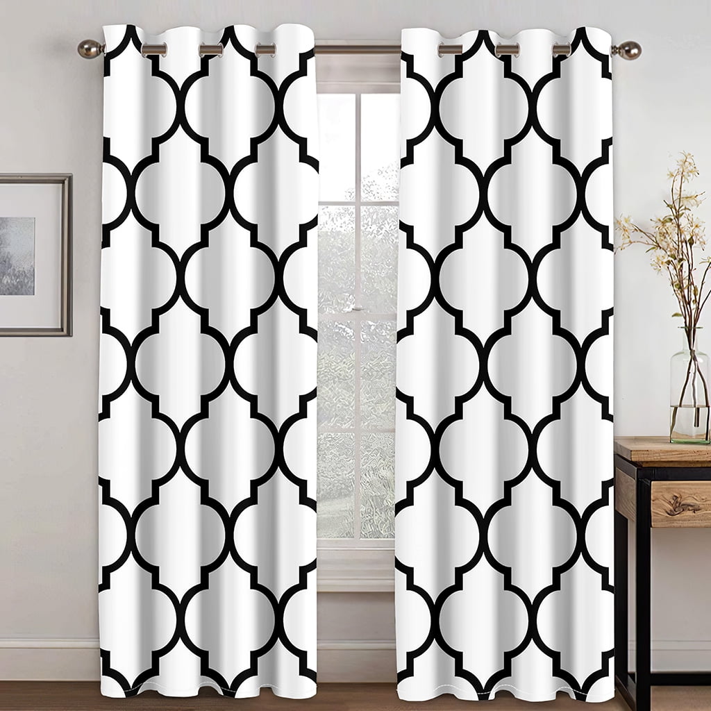Luxury Black Gold Geometric Abstrat Pattern Custom Window Curtains ...