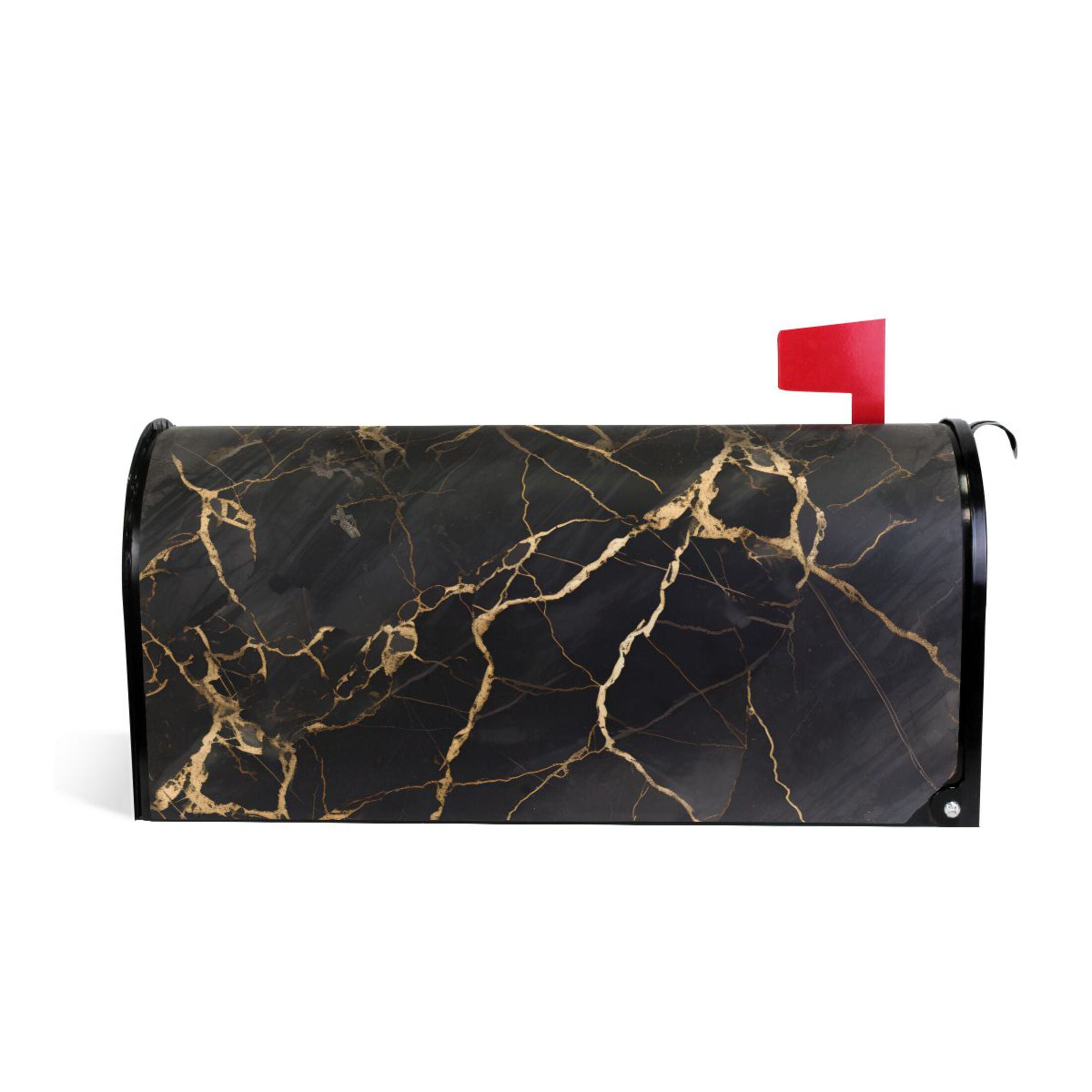 Luxury Black Gold Marble Magnetic Mailbox Covers 25.5" X 21" Post ...