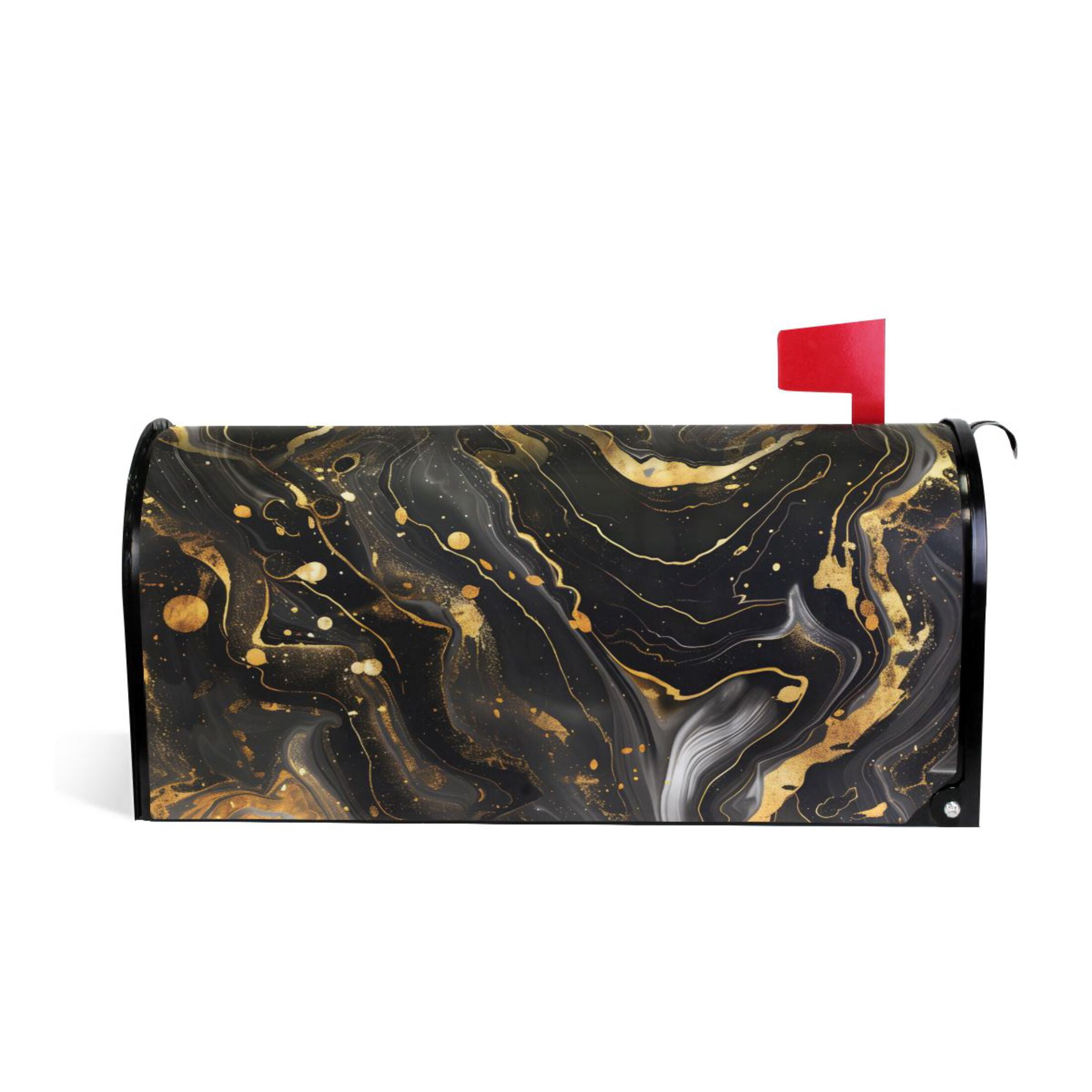 Luxury Black Gold Marble Mailbox Covers Magnetic Post Box Cover Wraps ...