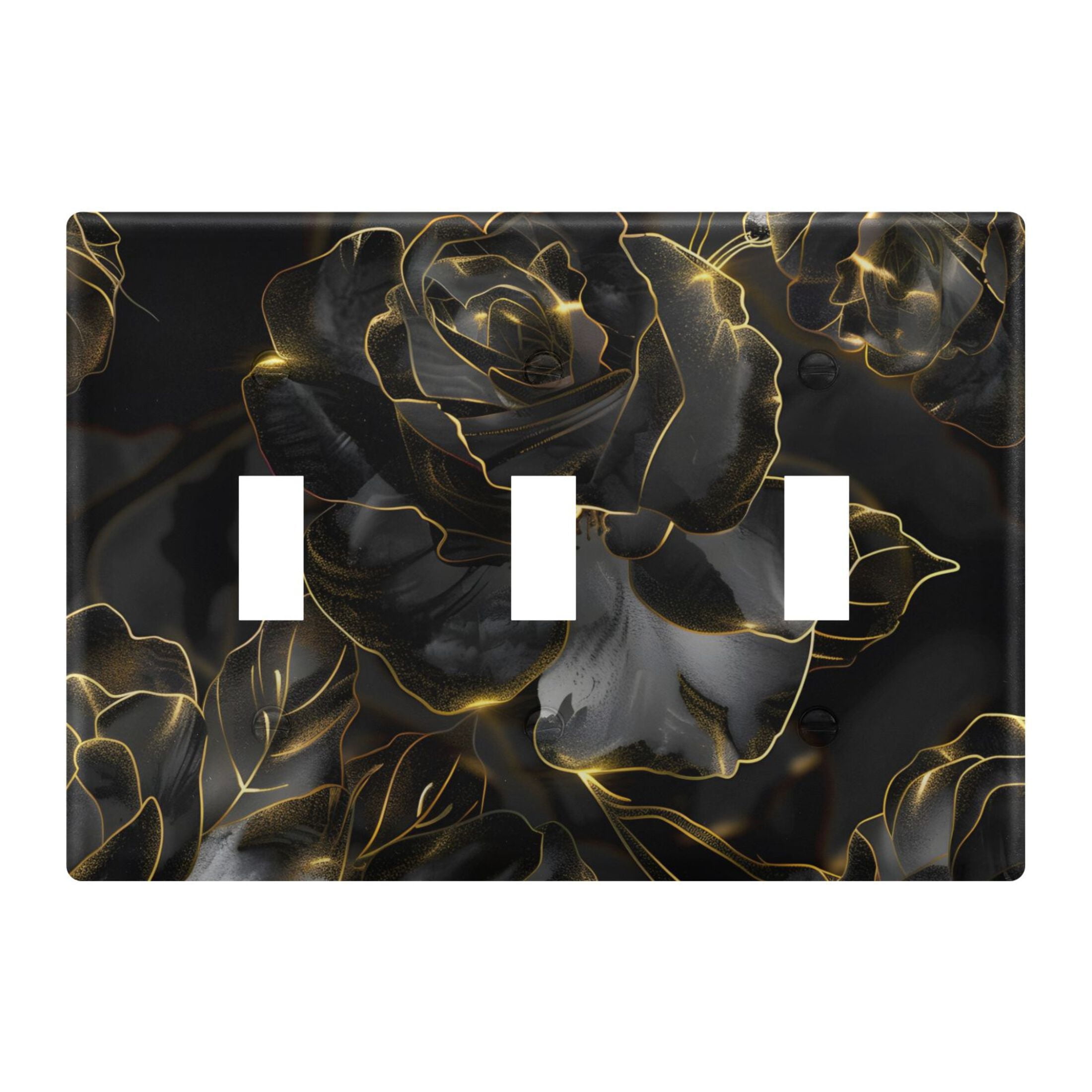 Luxury Black Rose Light Switch Plate Covers 3 Gang Wall Plate Plastics ...