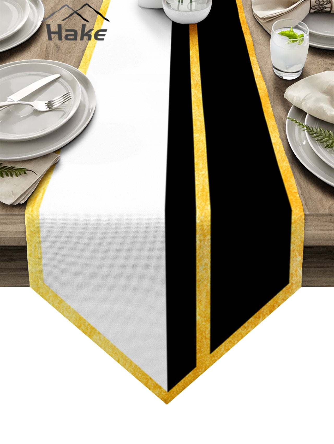 Luxury Black Yellow Stripes Table Runner Coffee Table Wedding Banquet ...