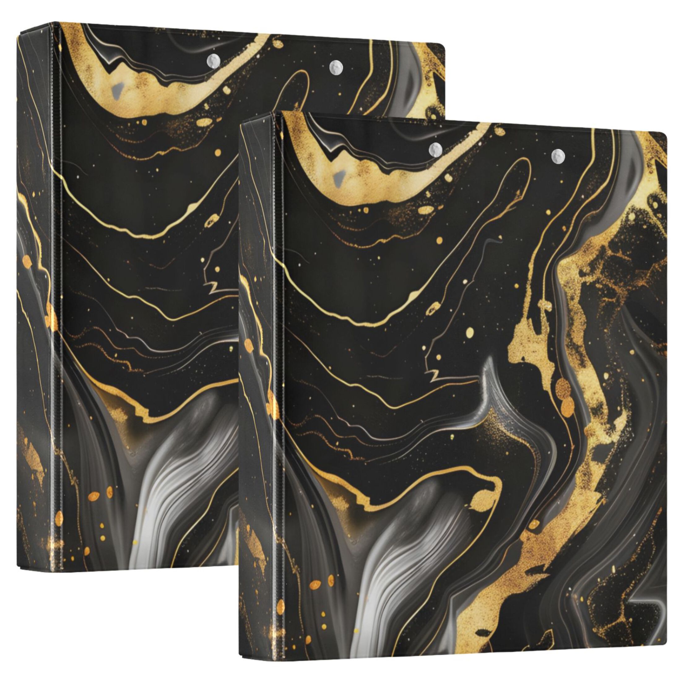 Luxury Black and Gold Marble Hardcover 3 Ring Binder 1.5 inch Round ...