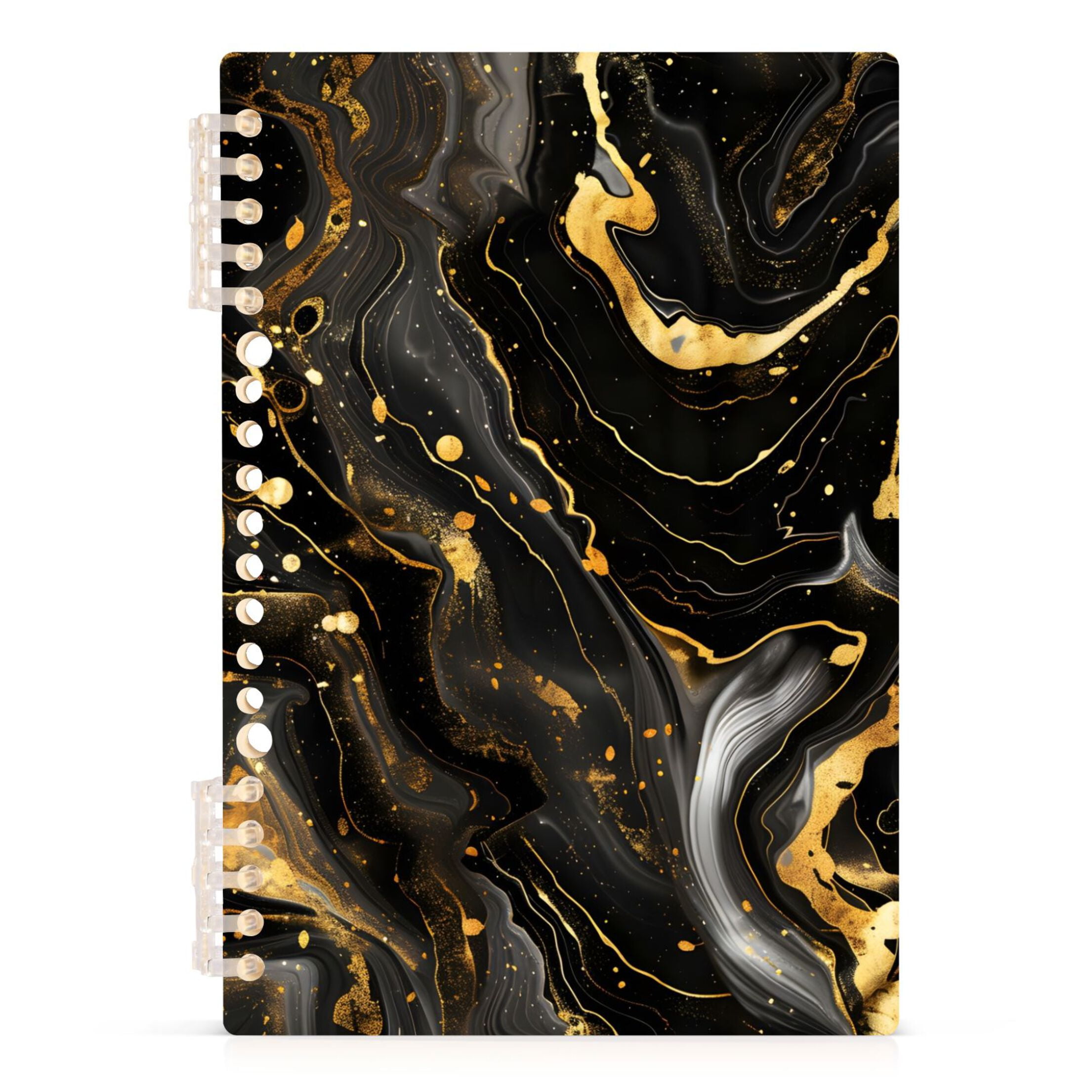 Luxury Black and Gold Marble Spiral Journal Notebook College Ruled ...