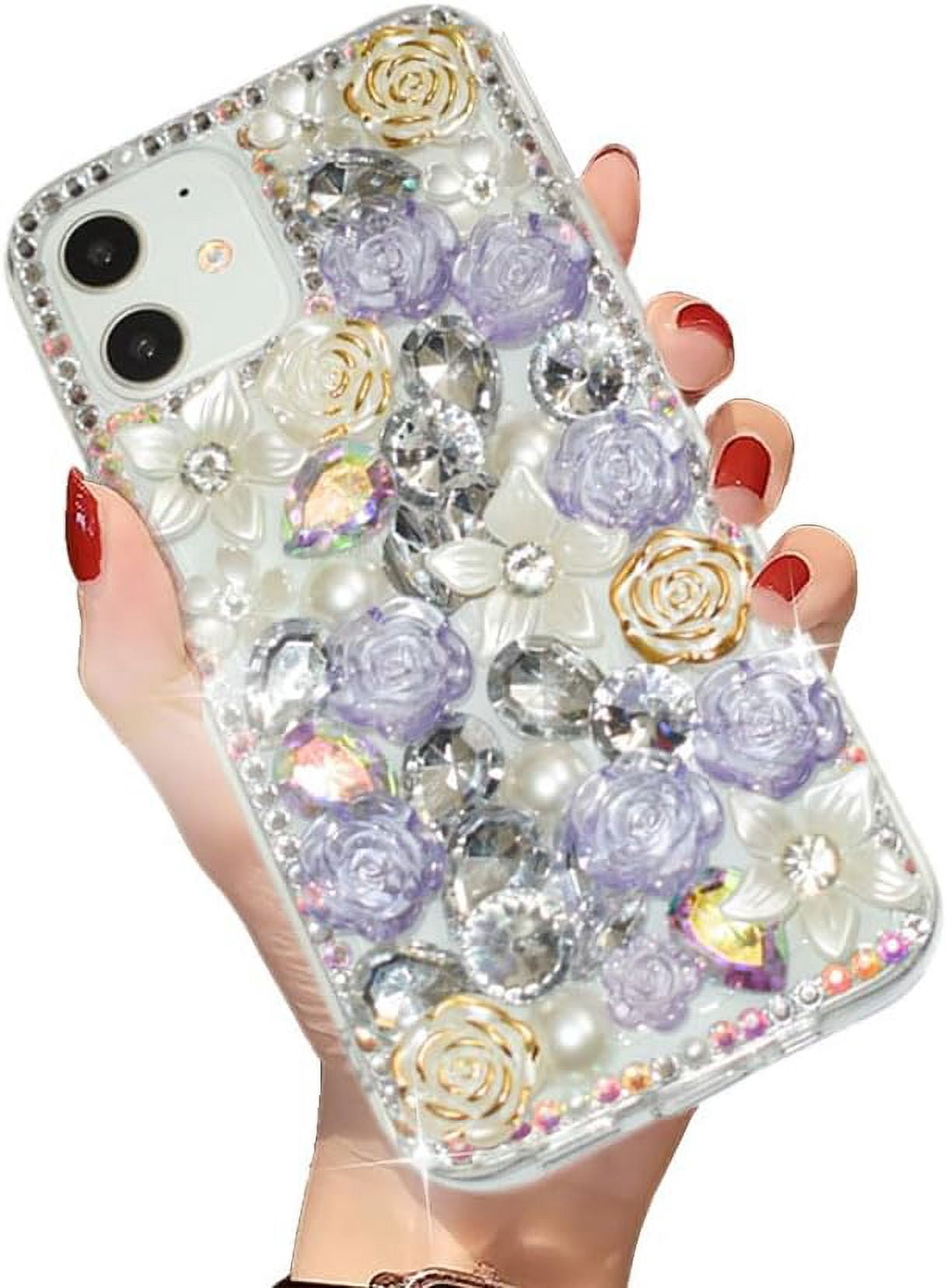 Luxury Bling Diamond Rhinestone Gemstone 3D Rose Flower Gemstone Soft ...