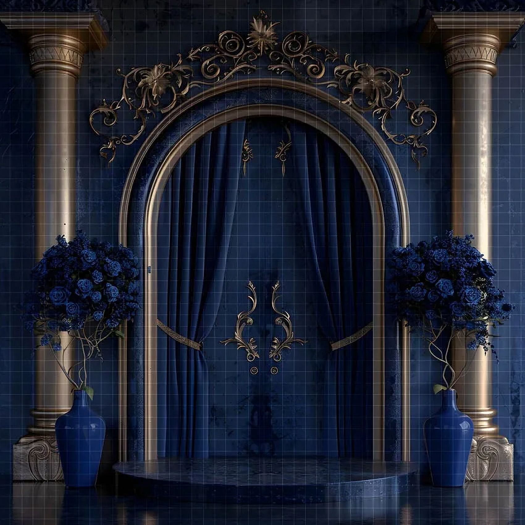 Luxury Blue Arches Flower Adult Birthday Wedding Maternity Portrait r ...