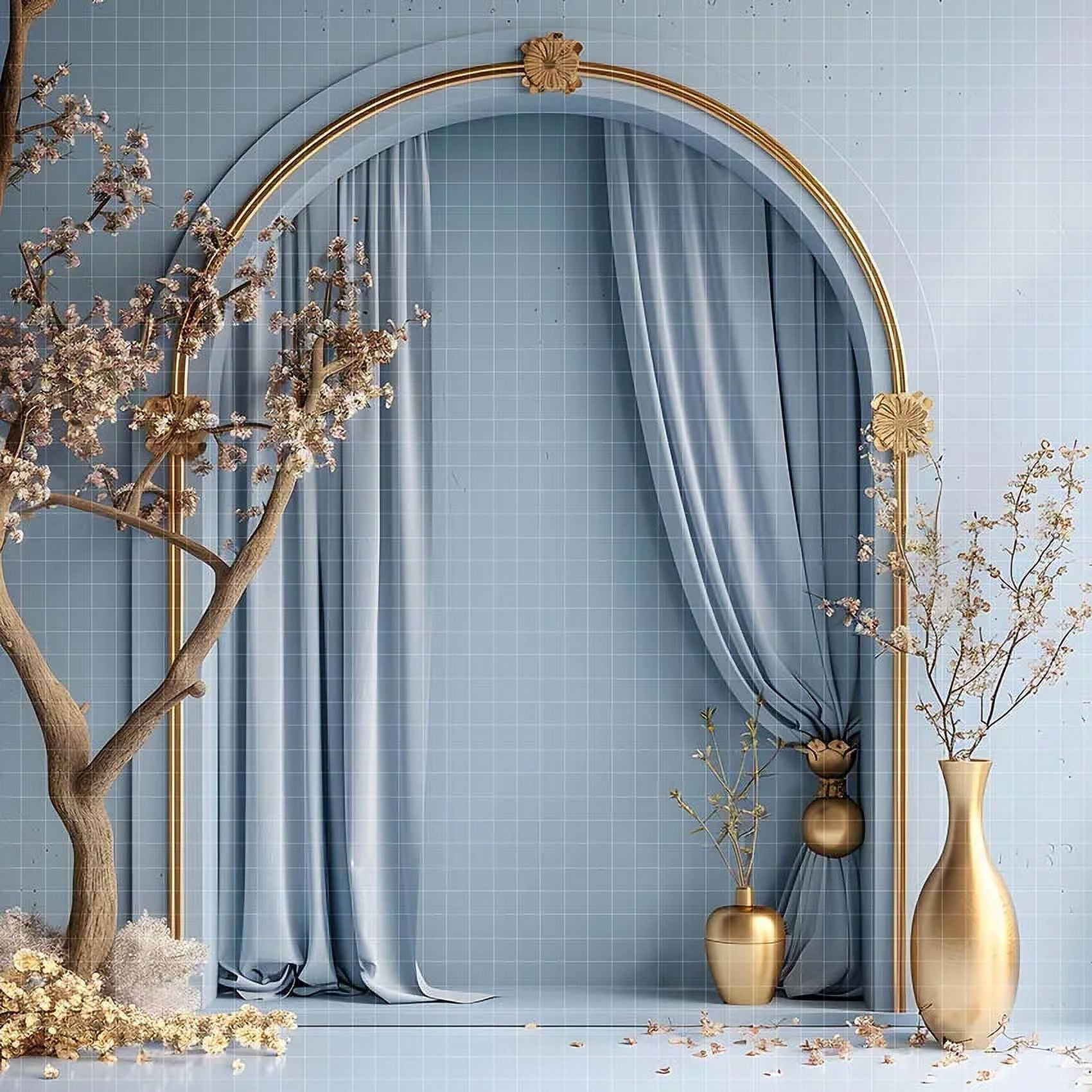 Luxury Blue Arches Flower Adult Birthday Wedding Maternity Portrait r ...