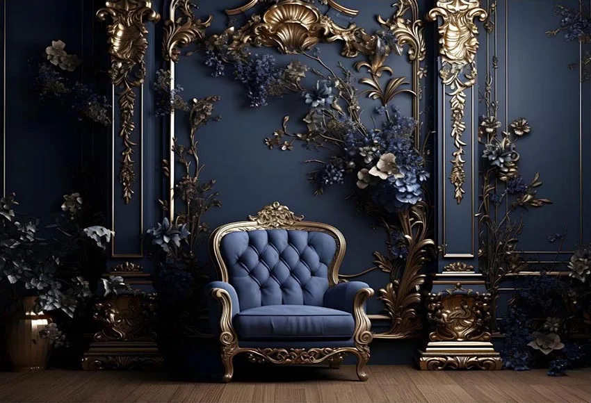 Luxury Blue Baroque Room Adult Birthday Wedding Maternity Portrait r ...