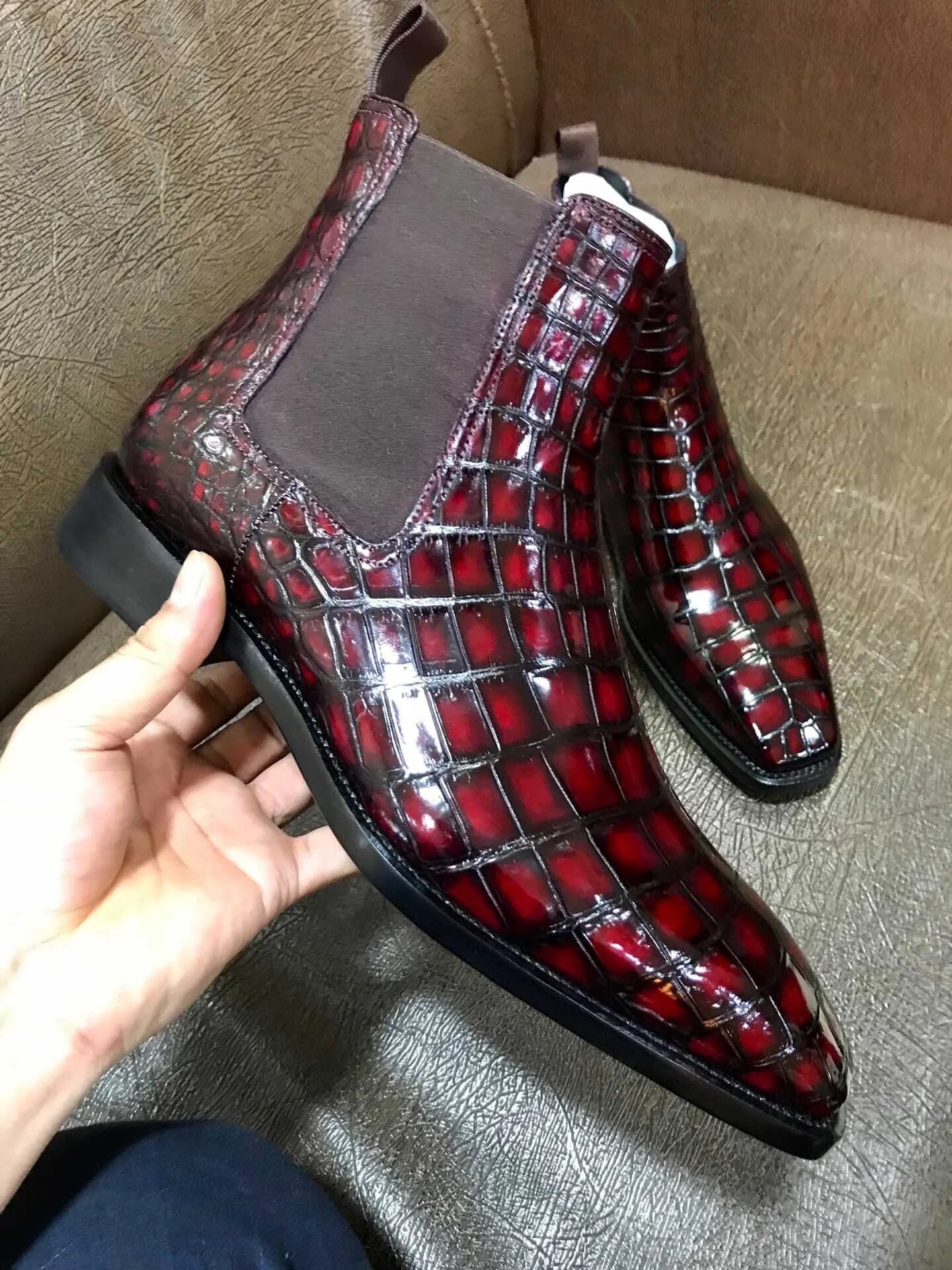 Luxury Brand Men's Crocodile Boots Crocodile Leather Boots for Male ...