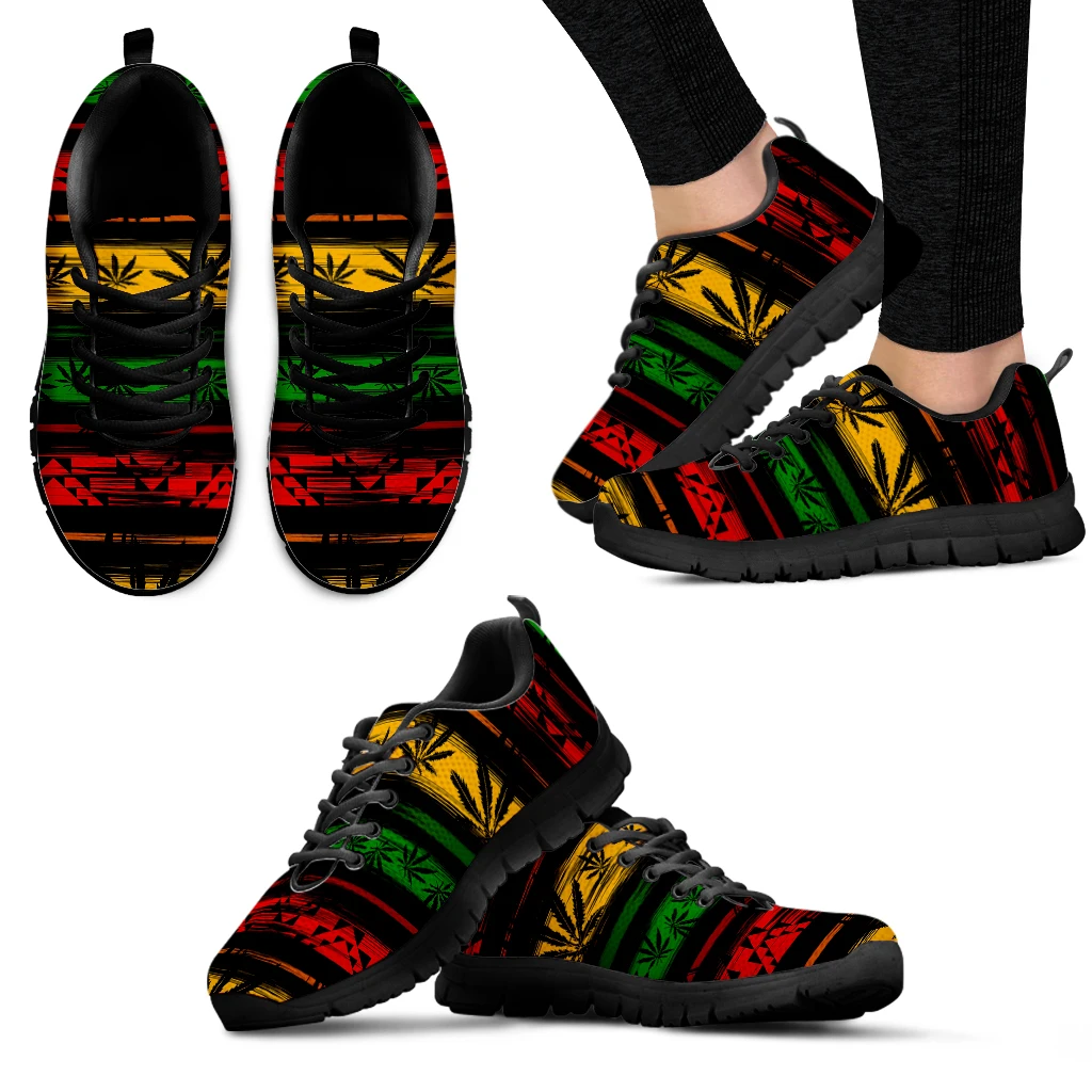 Luxury Brand Weed Leaves Design Ladies Sneaker Shoes For Women Rainbow