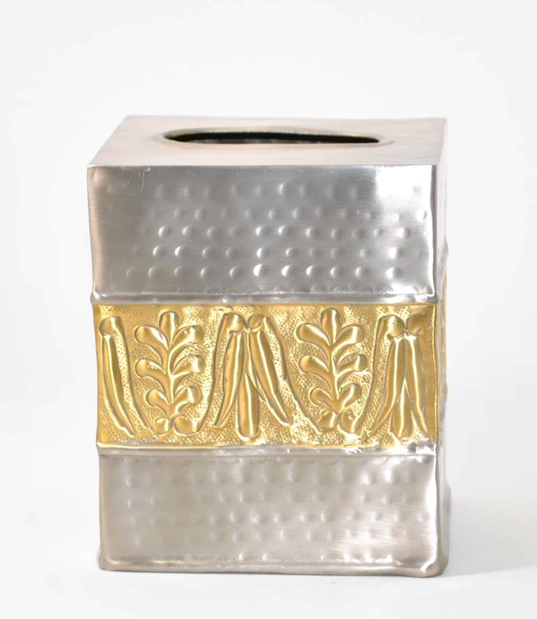 Luxury Brass Tissue Box Cover – Hammered with Embossed Design – Heavy ...