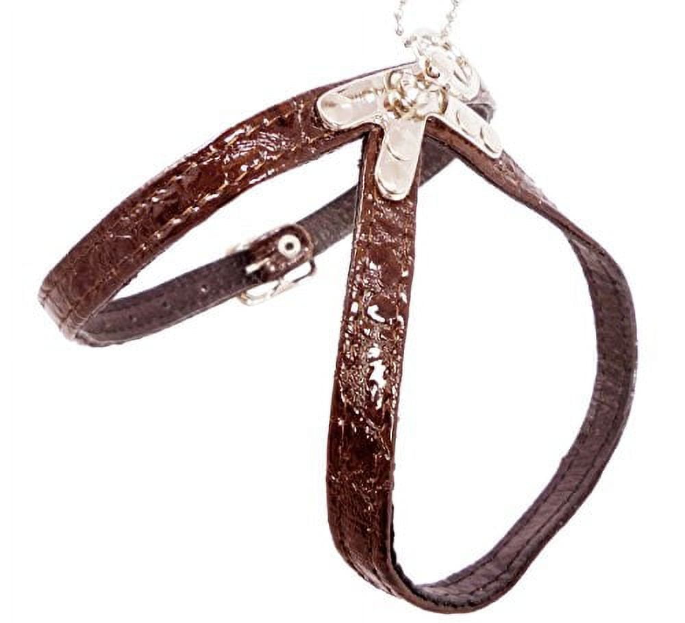 Luxury Brown Real Leather Dog Harness for Toy Breeds with Stud X-Small ...