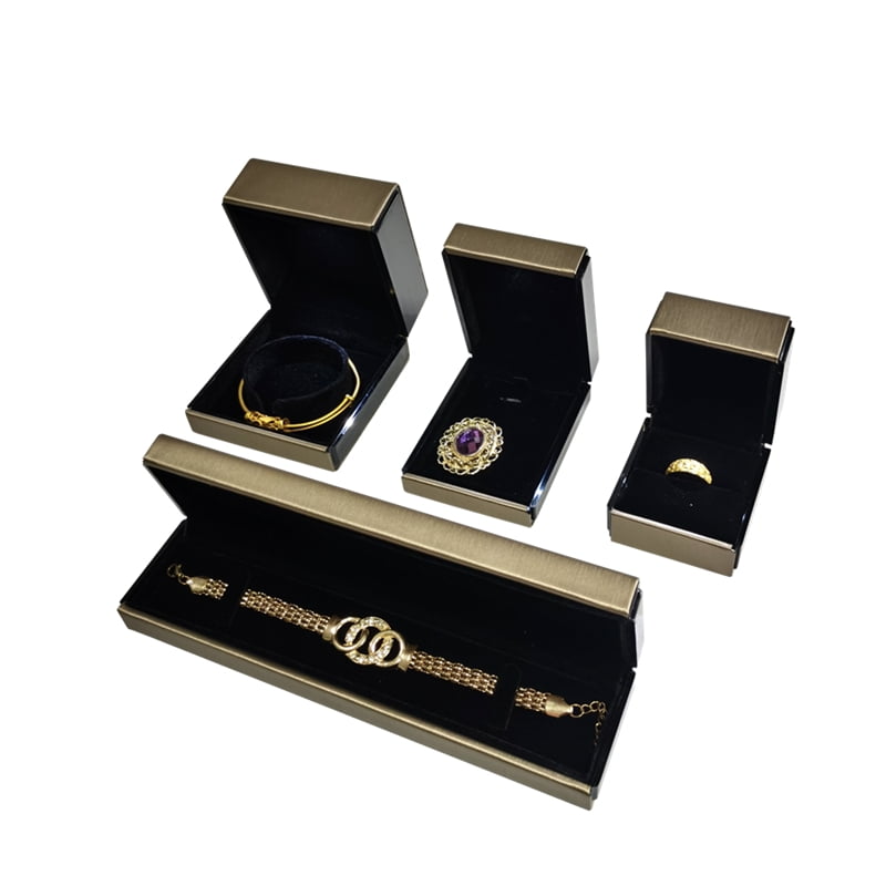 Luxury Brushed PU Leather Jewelry Box LED Lantern Box Proposal Ring Box ...