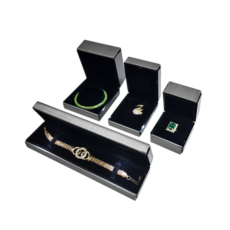 Luxury Brushed PU Leather Jewelry Box LED Lantern Box Proposal Ring Box ...