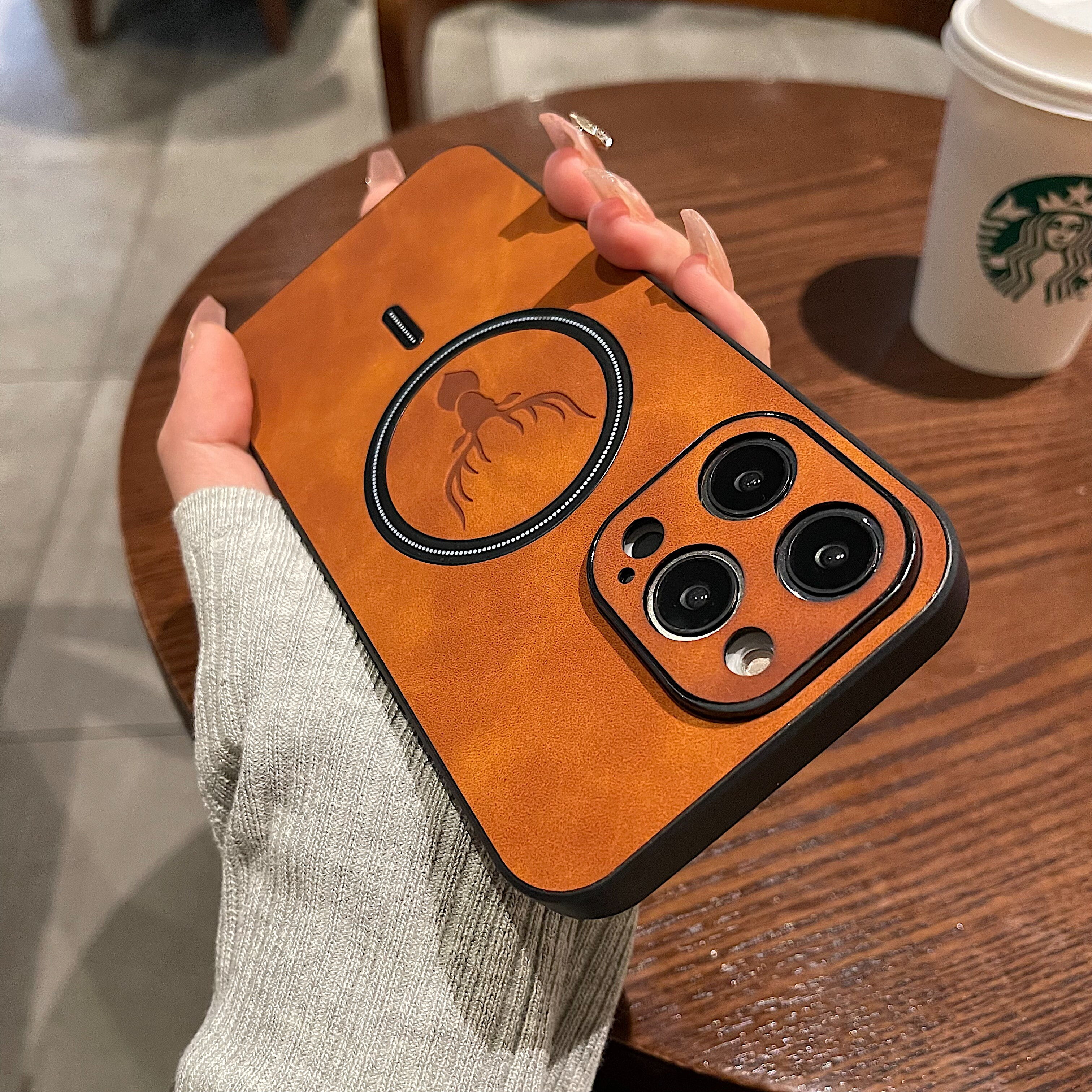 Luxury Business Deer Wireless Charging Magnetic Cortex Case For iPhone ...