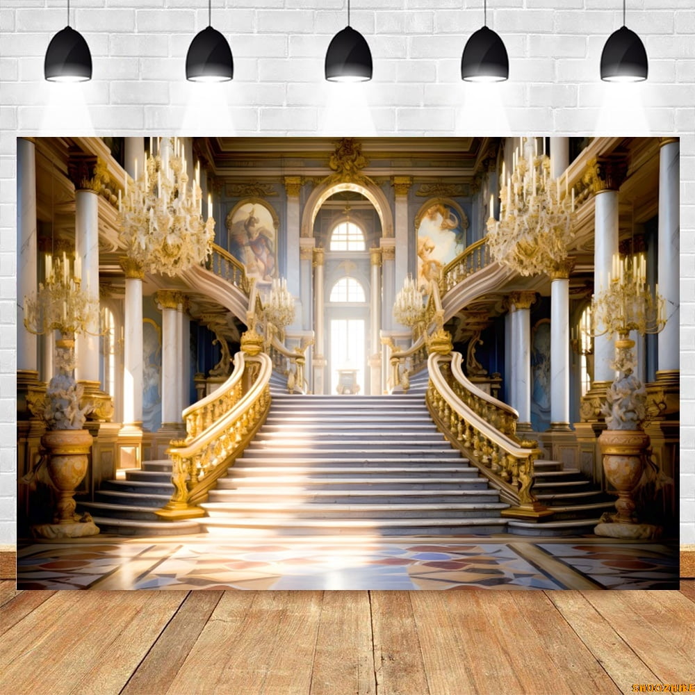 Luxury Castle Photography Backdrop Old Church Red Carpet Stairs Wedding ...