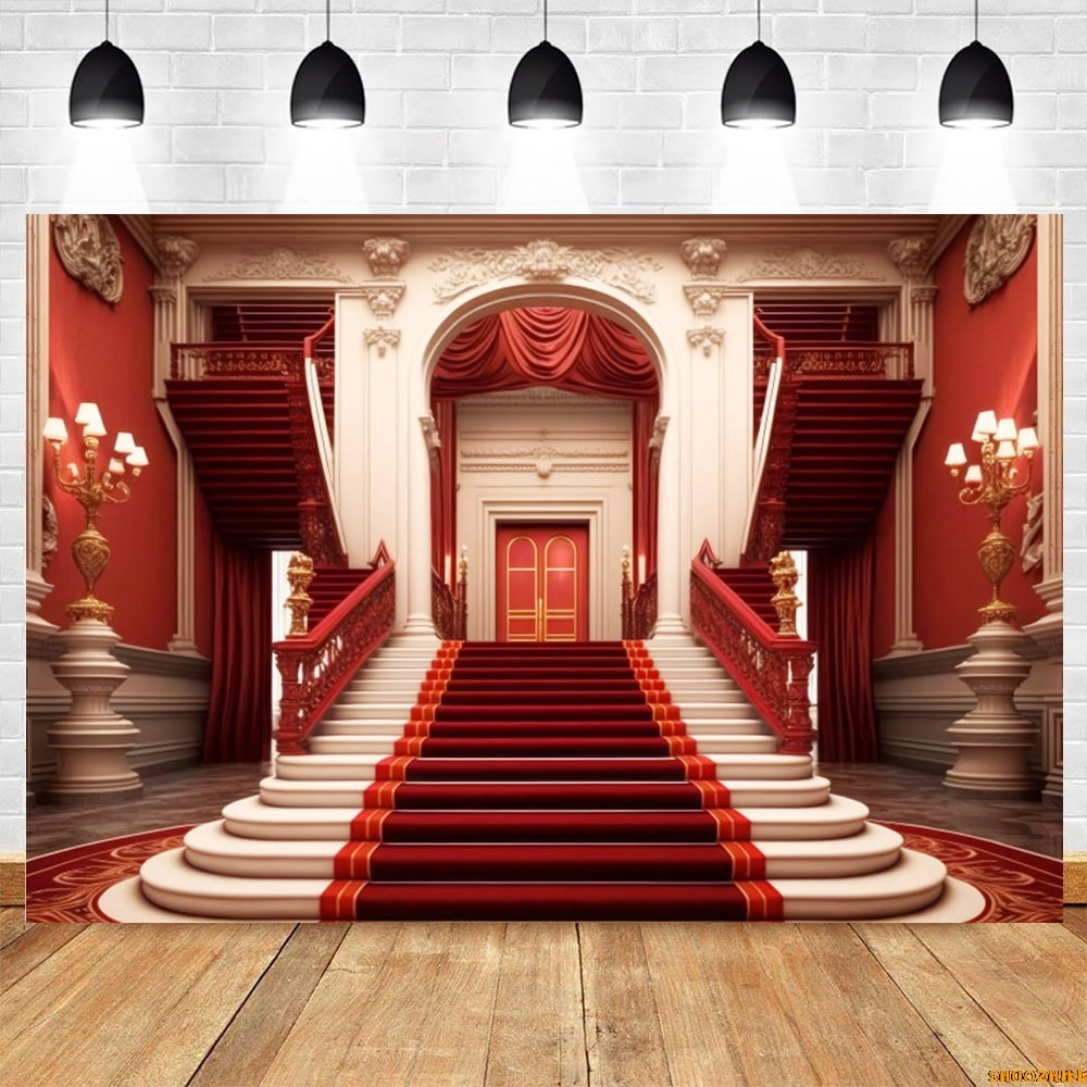 Luxury Castle Photography Backdrop Old Church Red Carpet Stairs Wedding ...