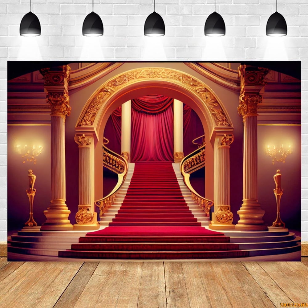 Luxury Castle Photography Backdrop Old Church Red Carpet Stairs Wedding ...