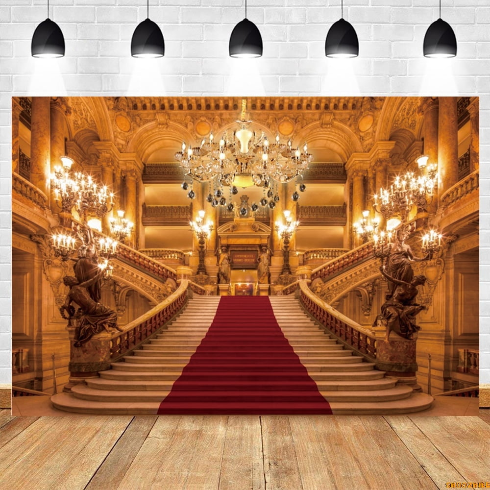 Luxury Castle Photography Backdrop Old Church Red Carpet Stairs Wedding ...
