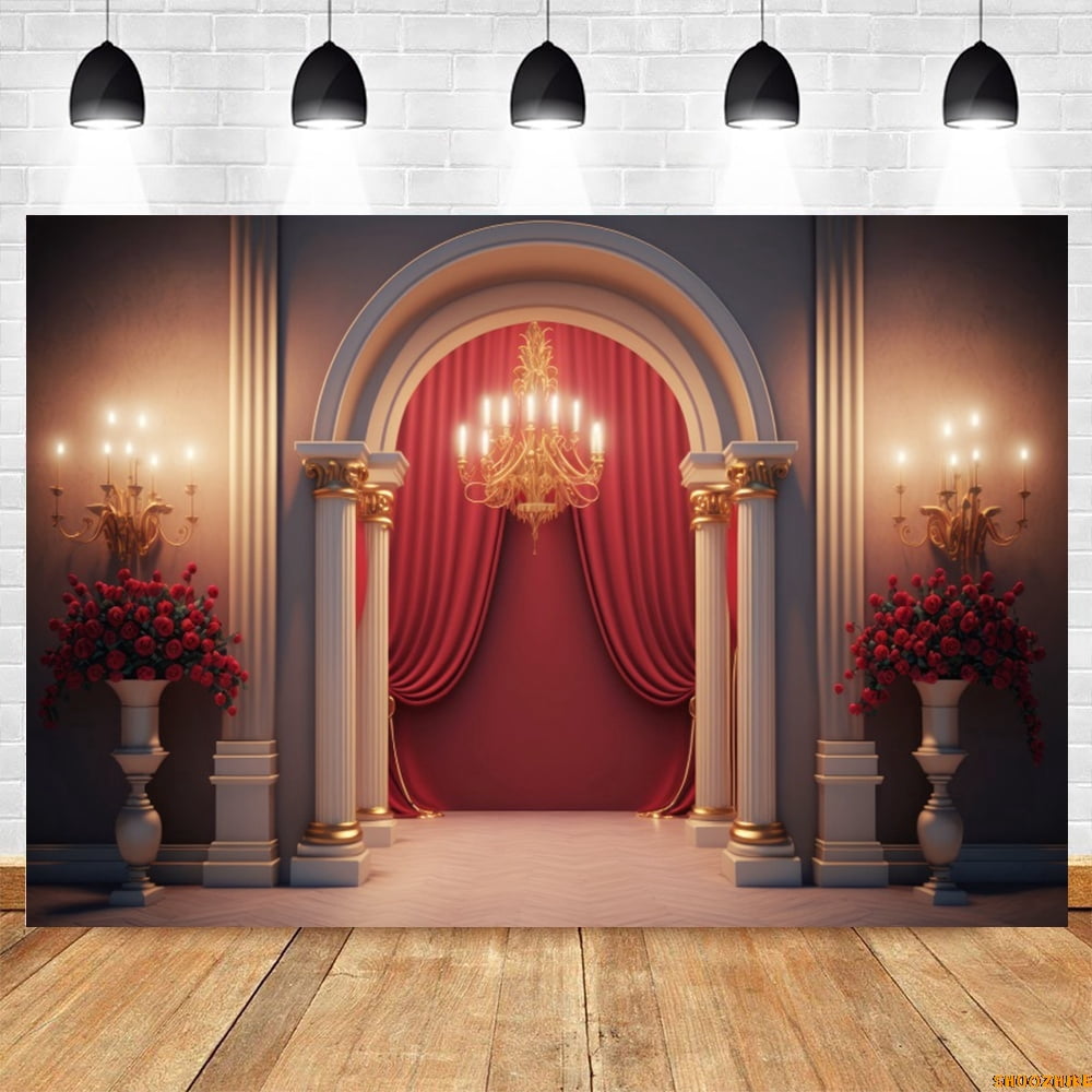 Luxury Castle Photography Backdrop Old Church Red Carpet Stairs Wedding ...