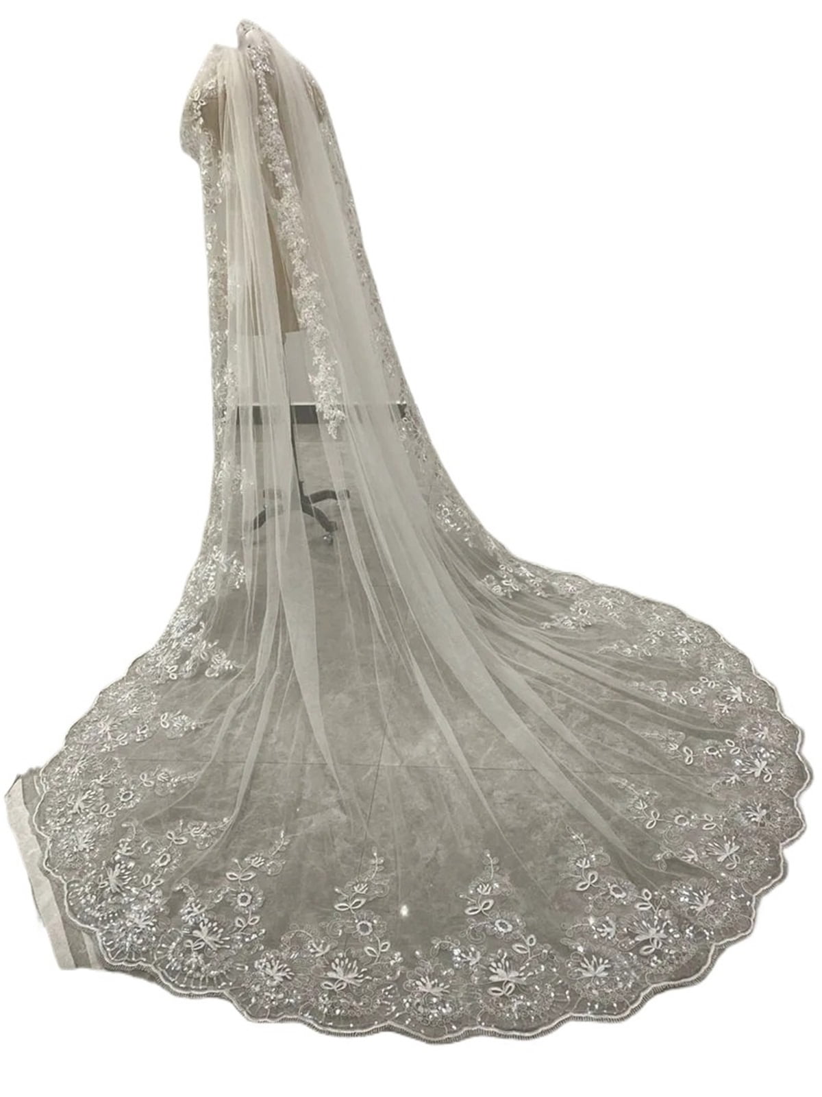 Luxury Cathedral Length Bridal Veils One Layer White or Long Wedding ...