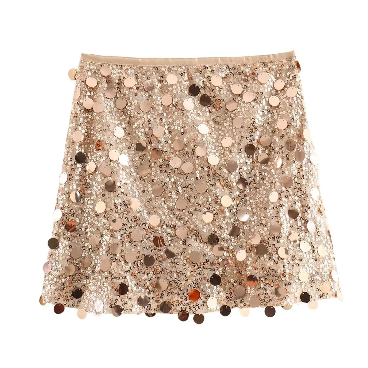 Luxury Champagne Sequin Mini Skirts For Women Fashion Sexy Shiny High ...