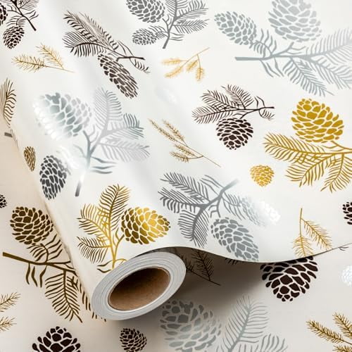 Luxury Christmas Wrapping Paper Roll - 17 Inch X 33 Feet - Beige ...