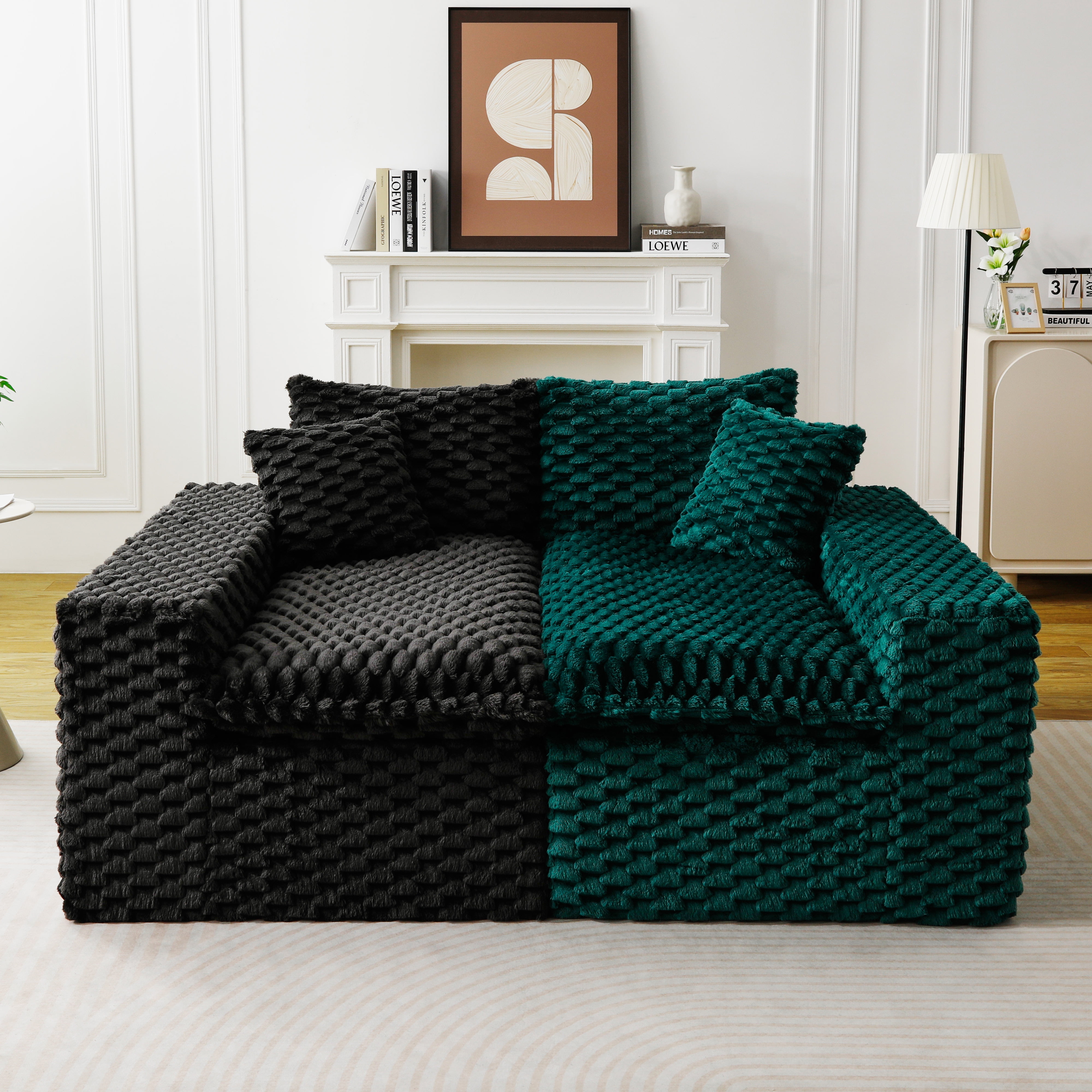 Luxury Color-Block Turtle Velvet Multifunctional Sofa - Arrangeable in ...