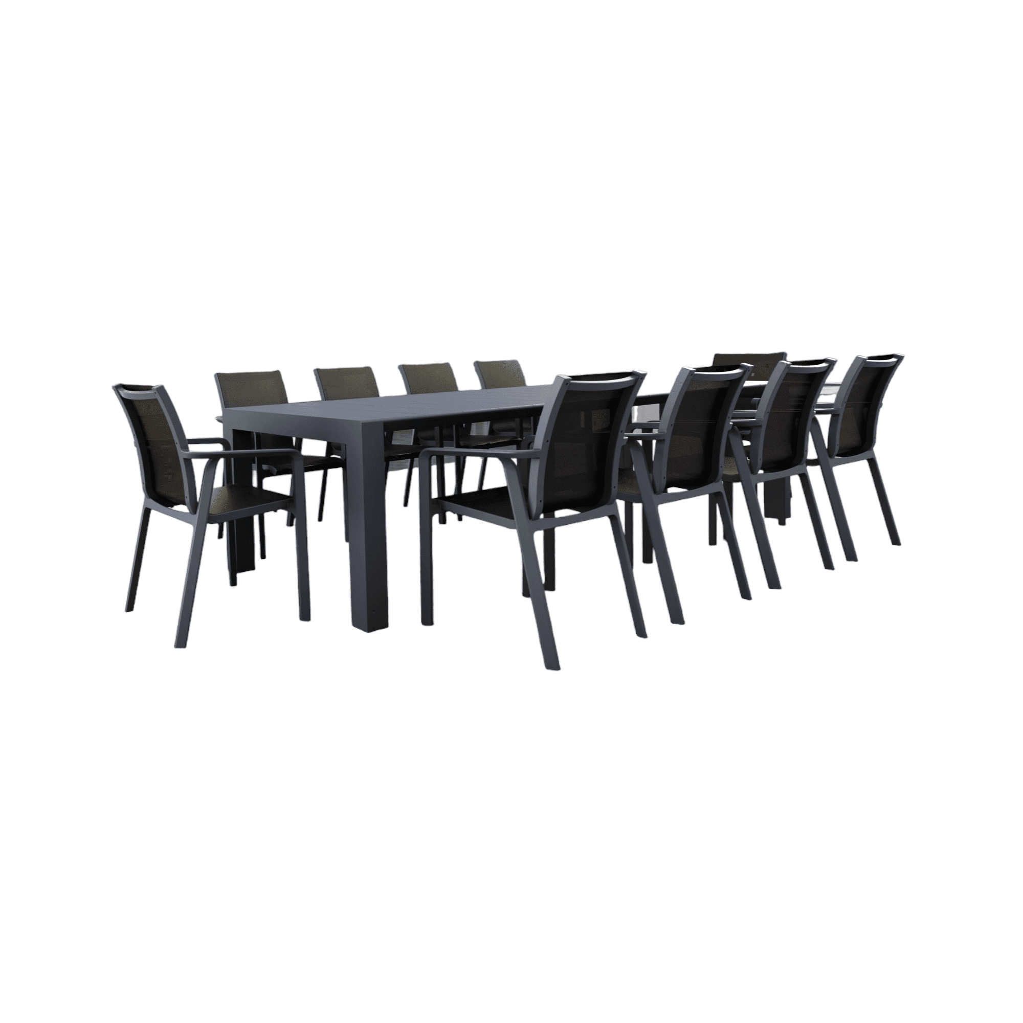 Luxury Commercial Living 11-Piece Gray Patio Dining Set with Extension ...