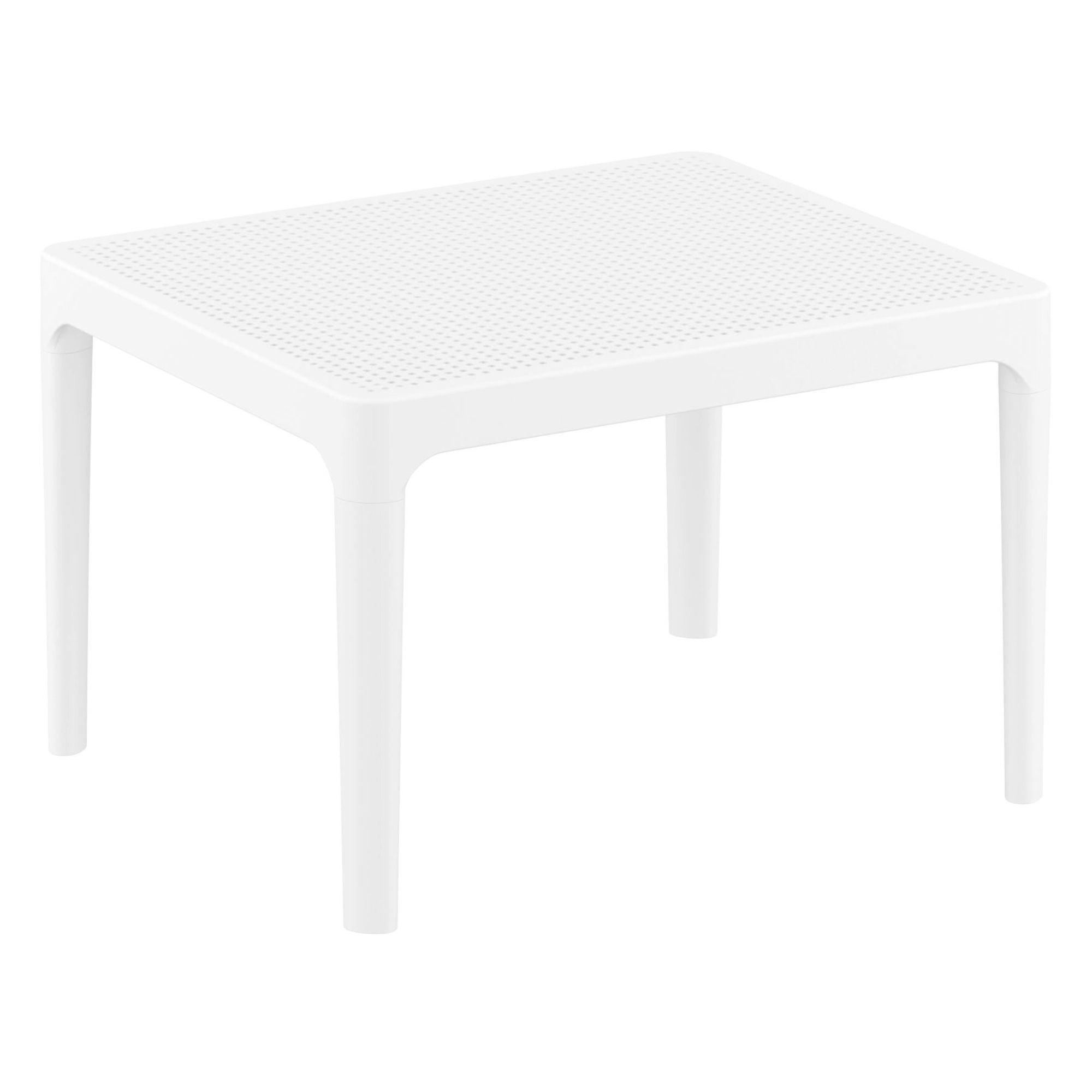 Luxury Commercial Living 23.5" White Rectangular Outdoor Patio Side ...