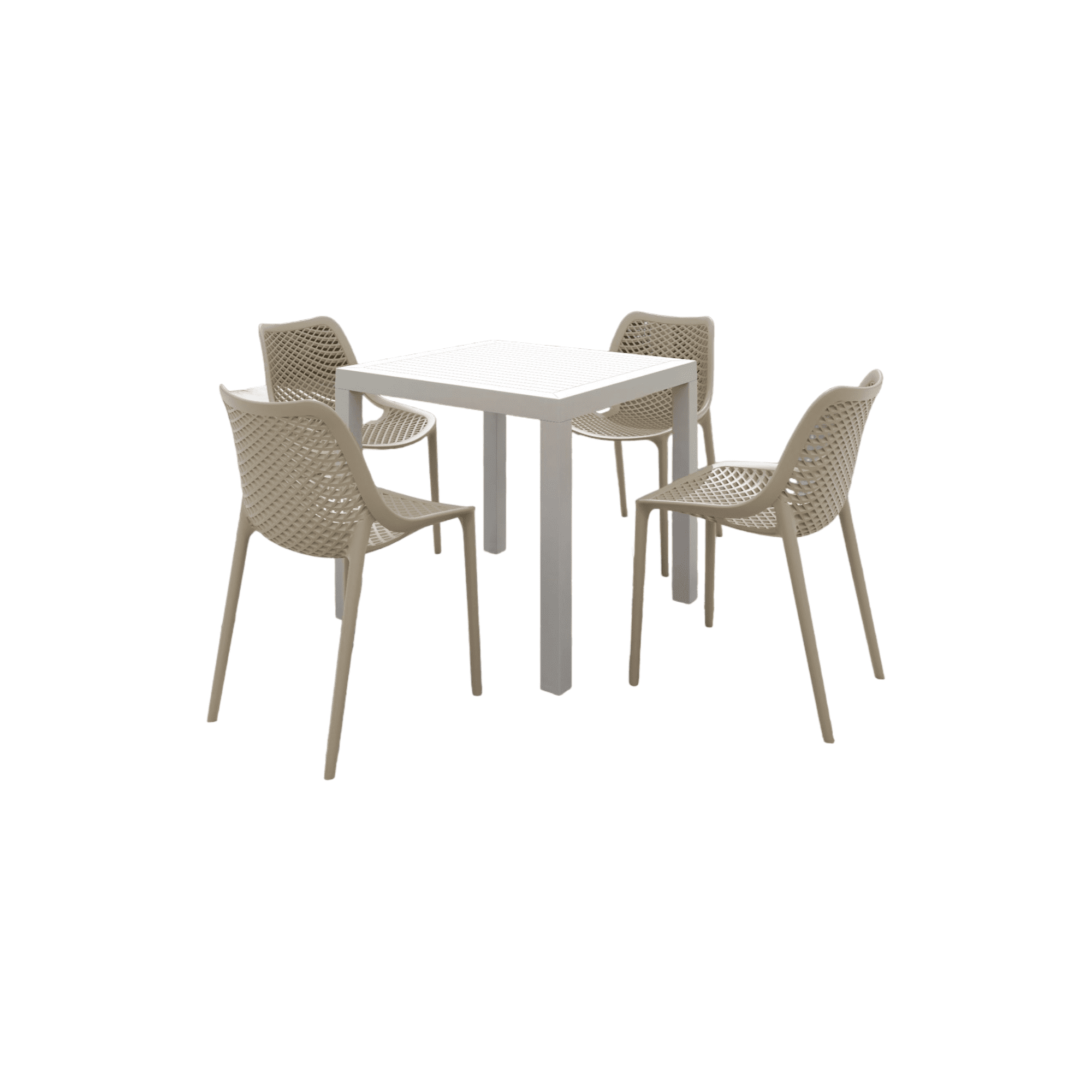 Luxury Commercial Living 5-Piece White and Taupe Brown Outdoor Patio ...
