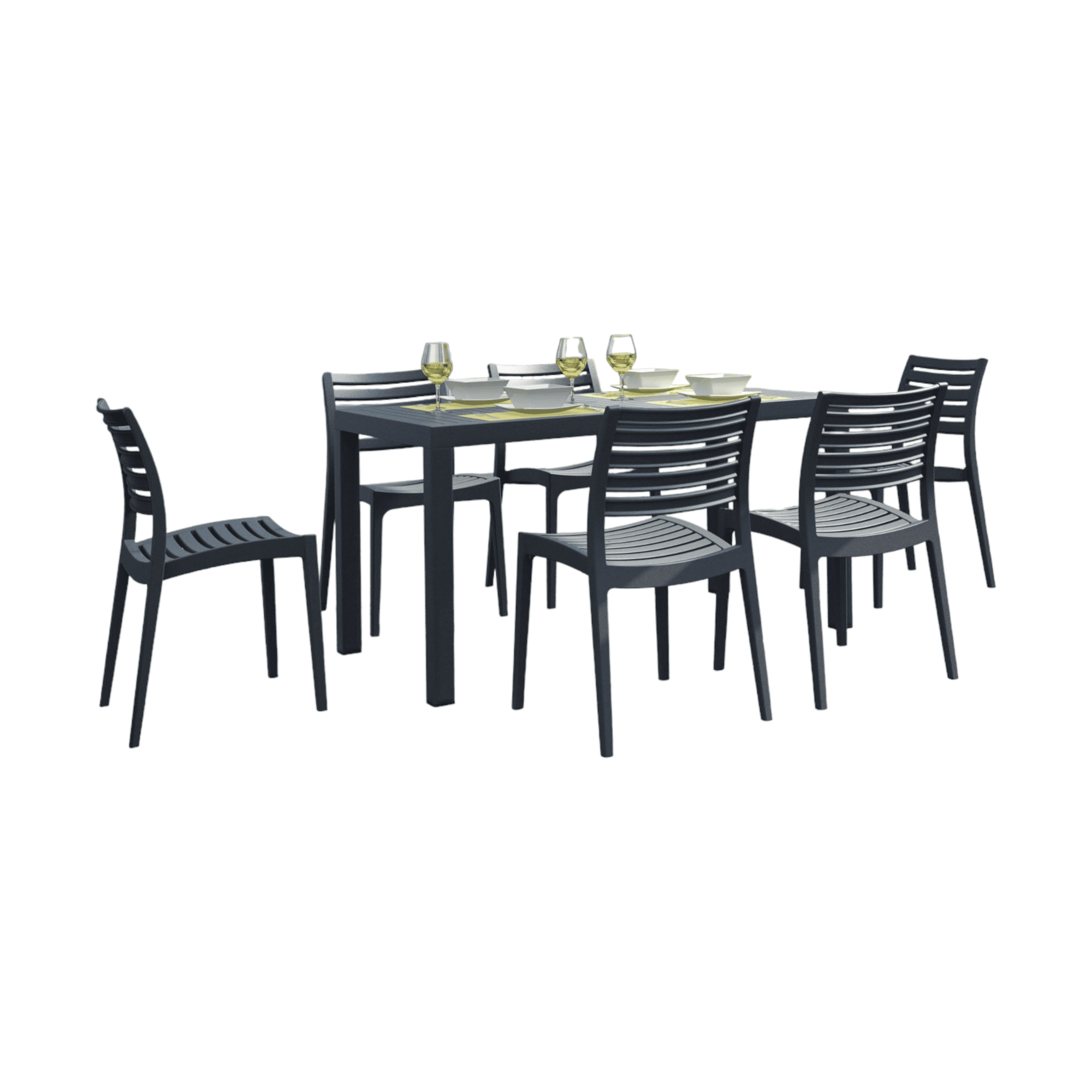 Luxury Commercial Living 7-Piece Gray Rectangular Patio Dining Set 55 ...