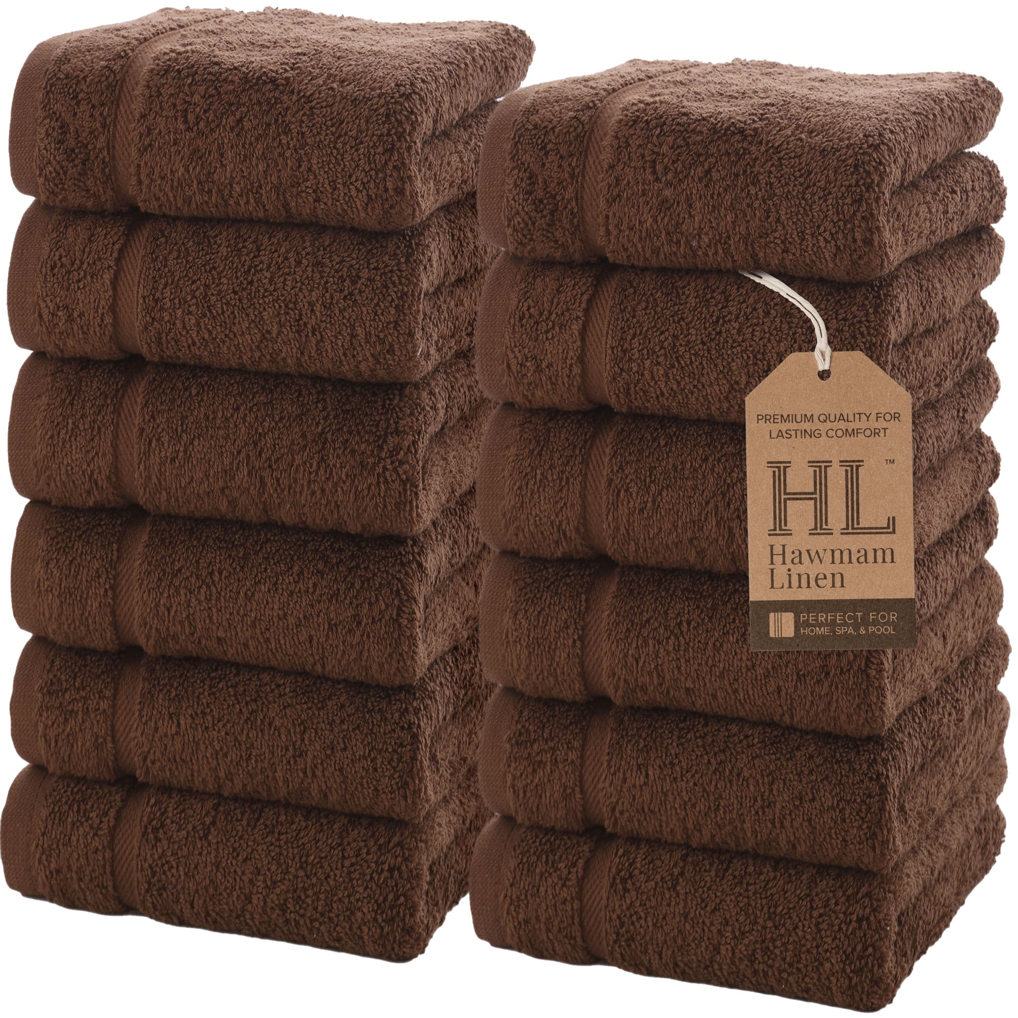 Luxury Cotton Washcloths 13x13 Inch - Large Hotel Spa Bathroom Face ...